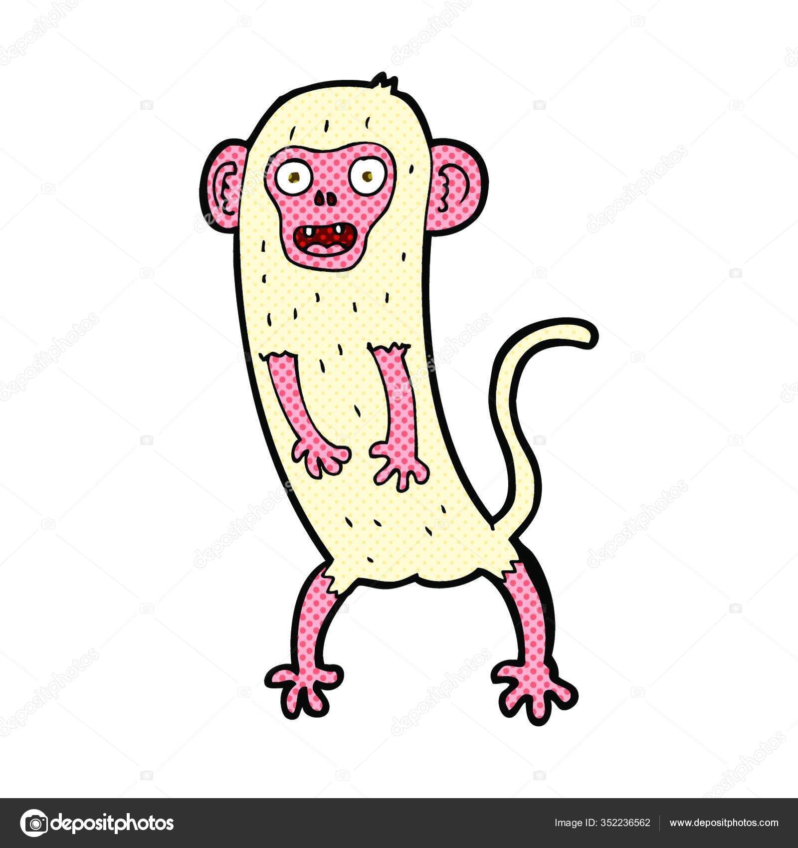 Retro Quadrinhos Estilo Cartoon Louco Macaco vetor(es) de stock de ...