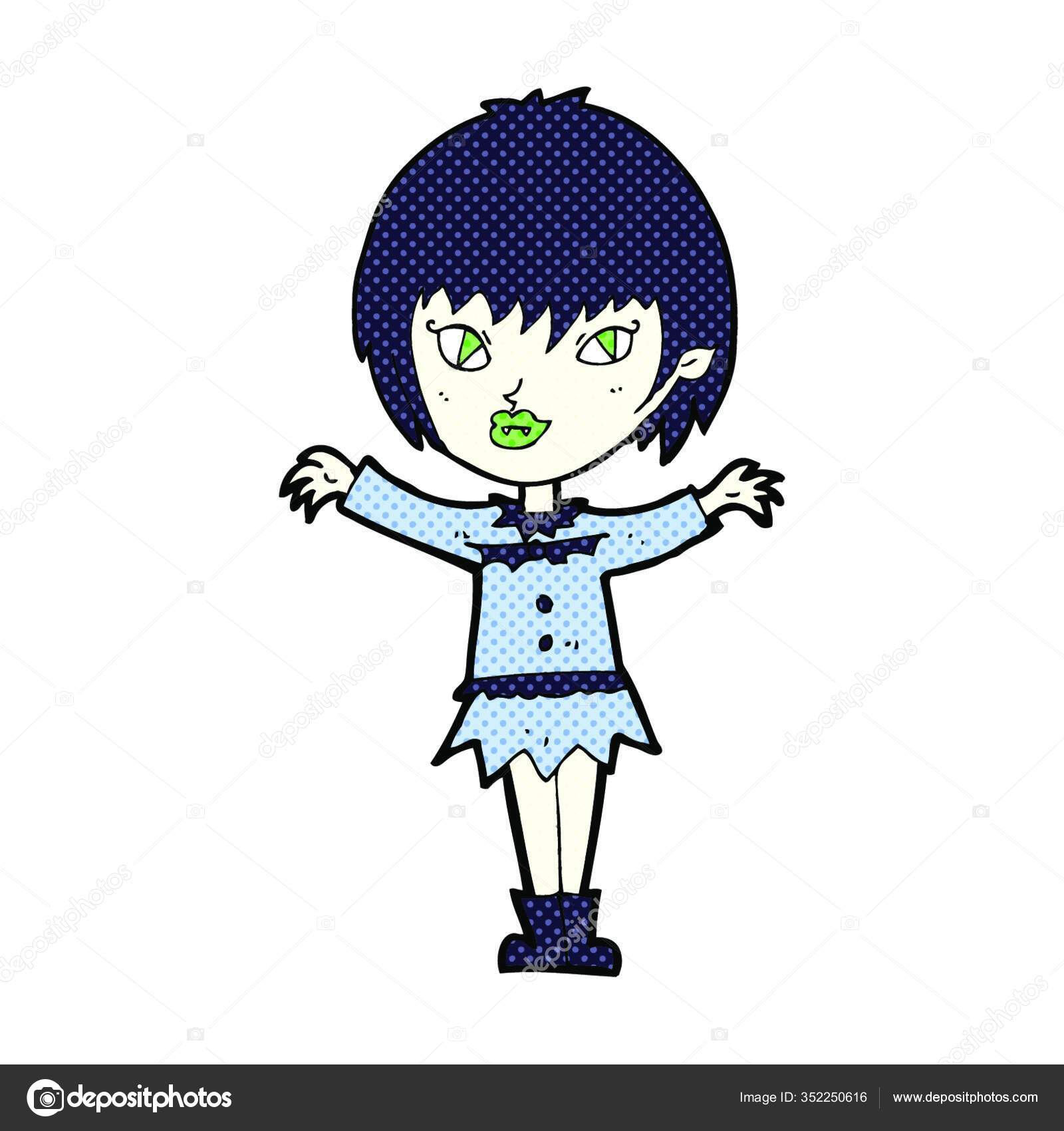 Retro Comic Book Style Cartoon Vampire Girl Stock Vector by ...