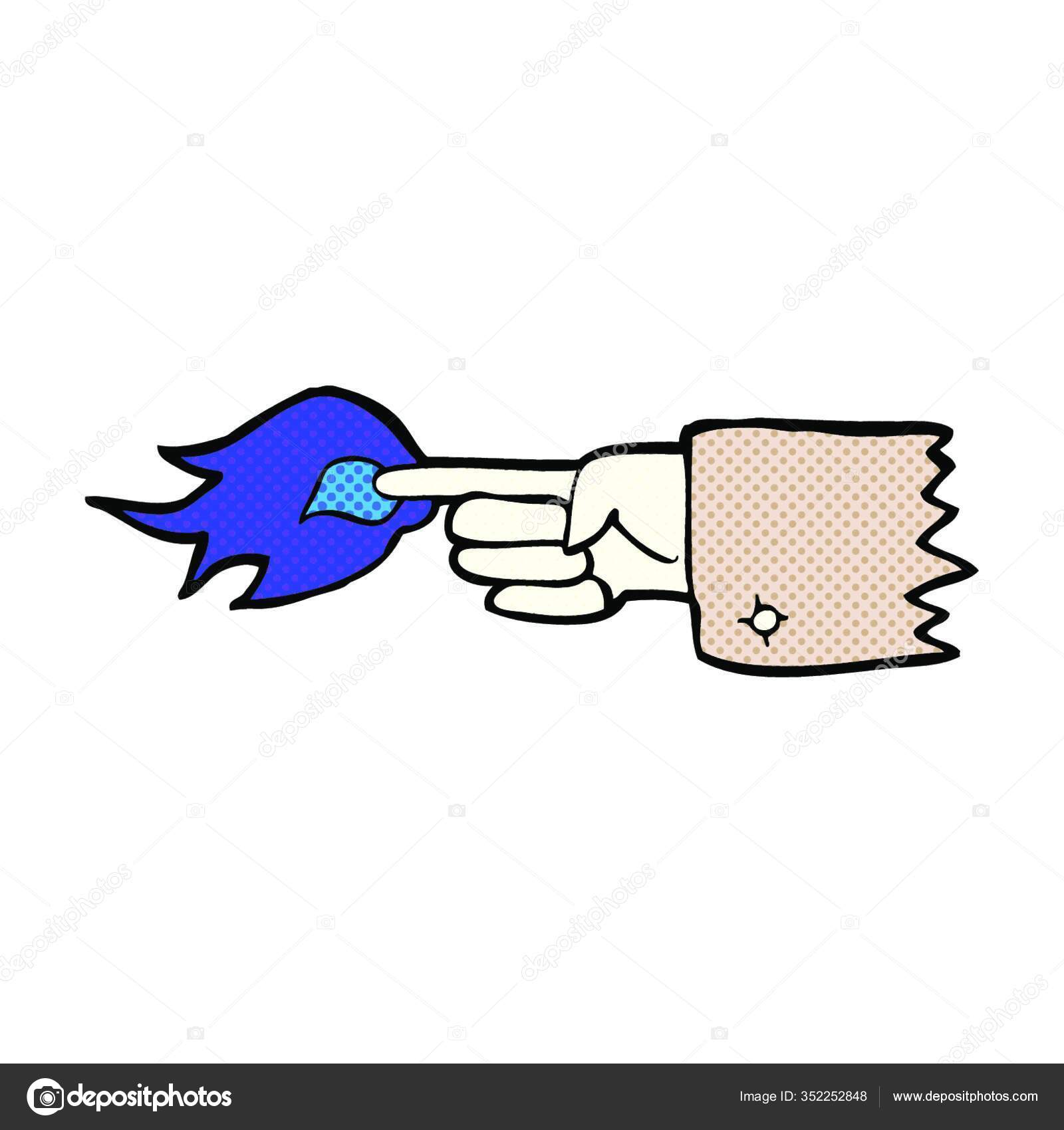 Retro Comic Book Style Cartoon Flaming Pointing Finger Symbol Stock ...