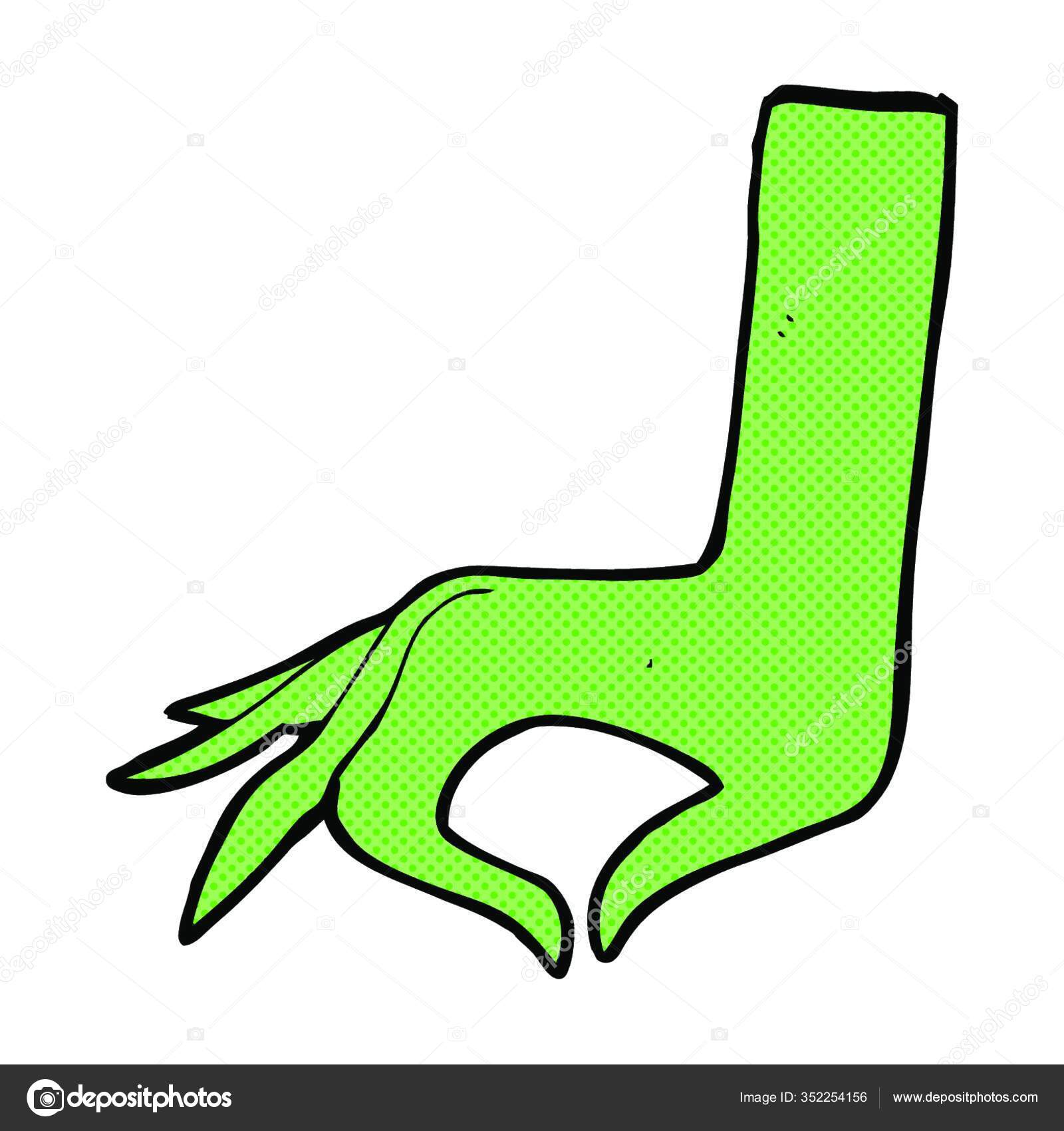 Retro Comic Book Style Cartoon Green Hand Symbol Stock Vector by ...