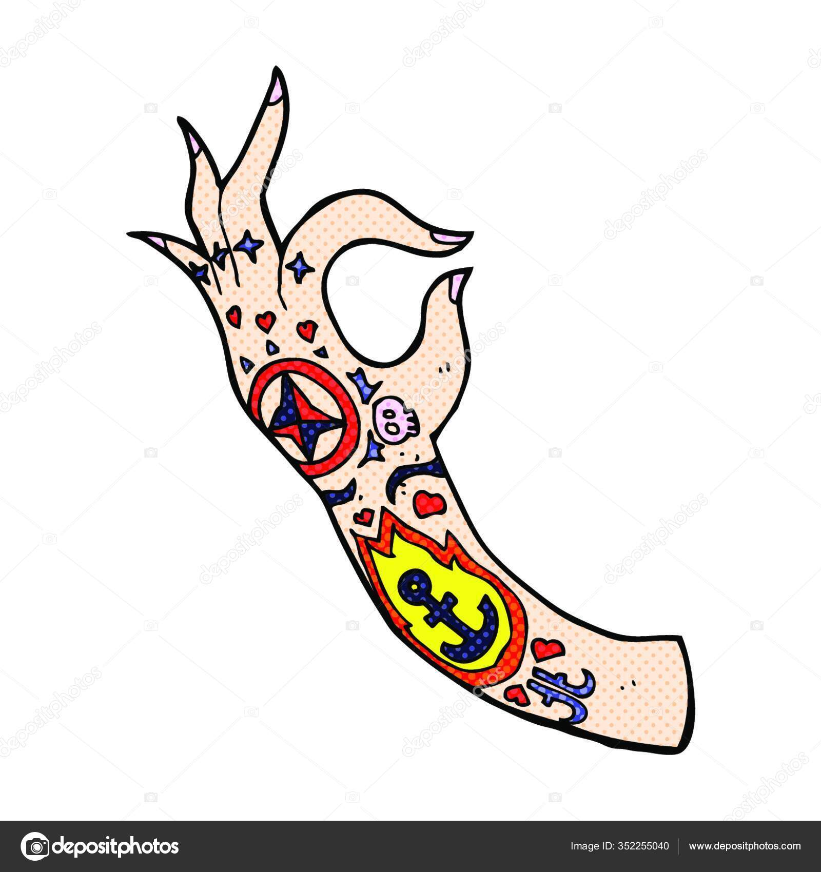 Retro Comic Book Style Cartoon Tattoo Arm Stock Vector by ...