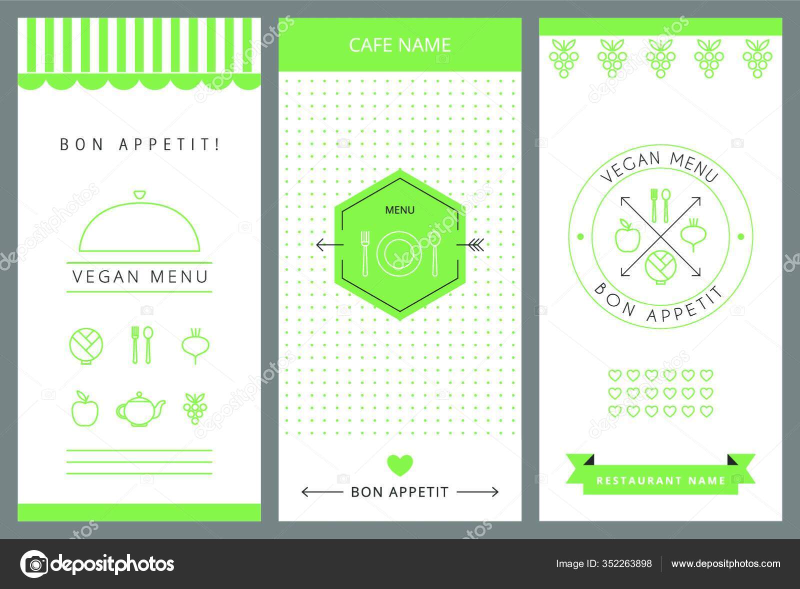 Restaurant Vegetarian Menu Card Design Template Vector Illustration ...