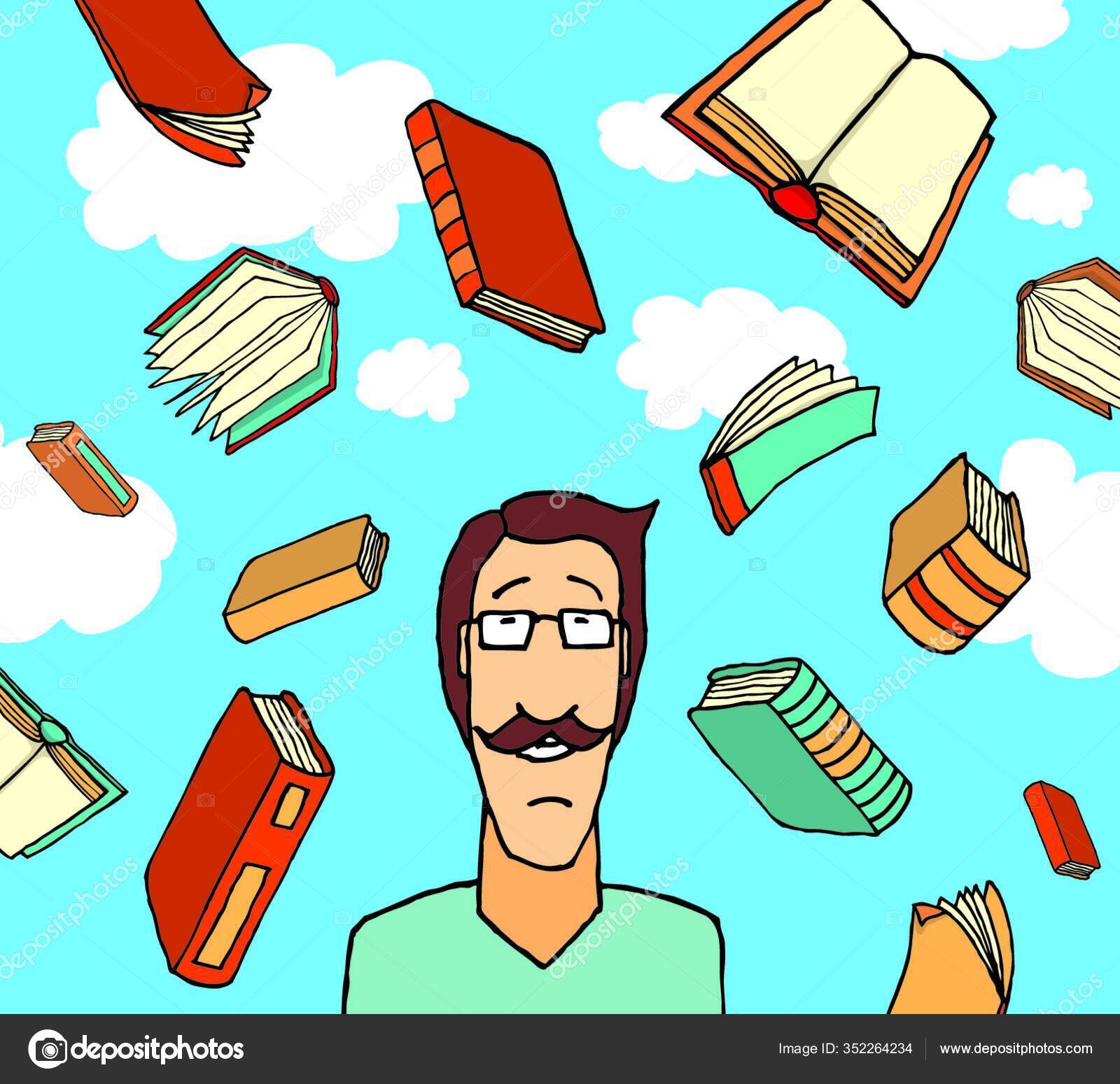 Clipart Of Books Falling