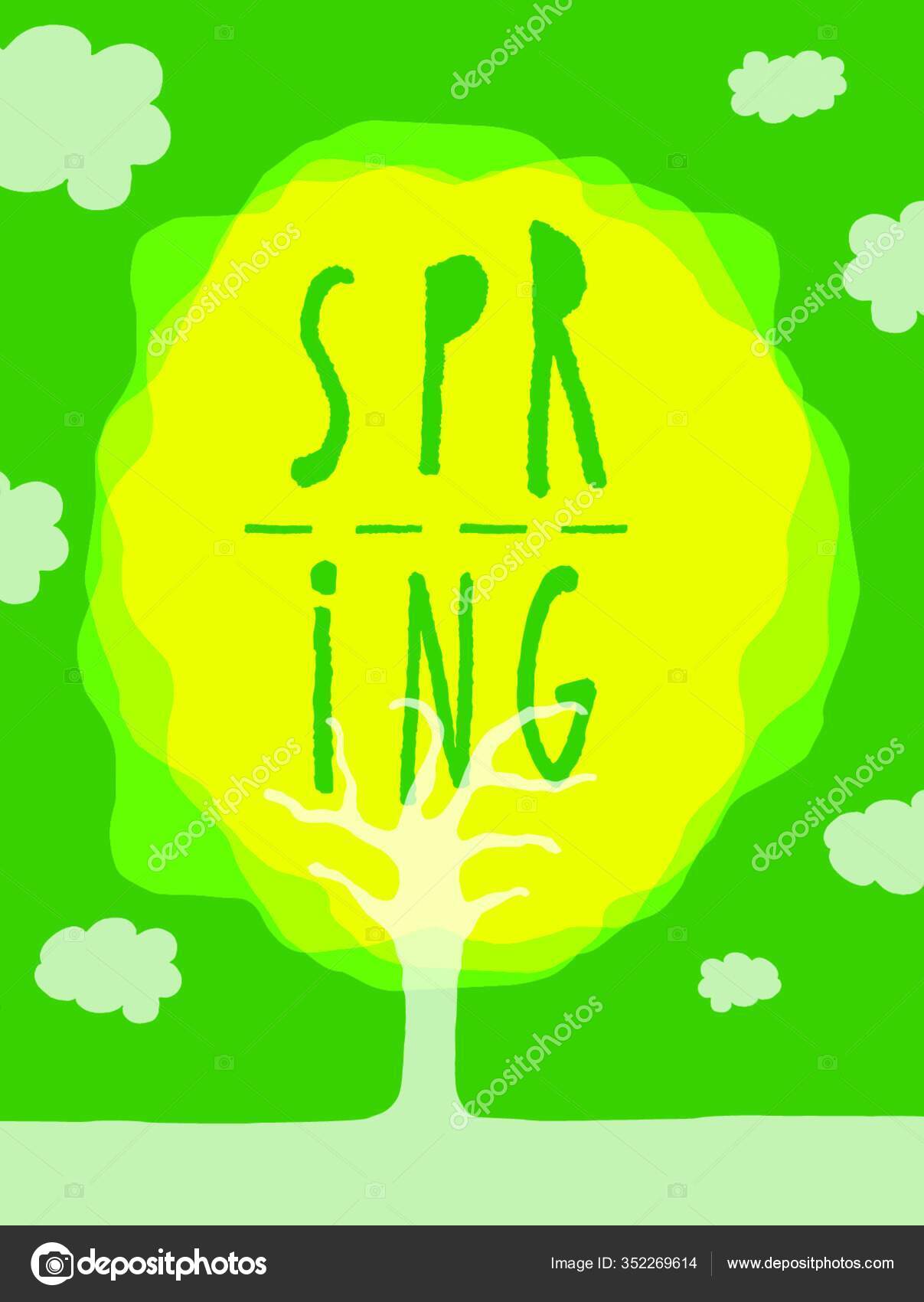 Cartoon Illustration Spring Tree Word Stock Vector Image by ...