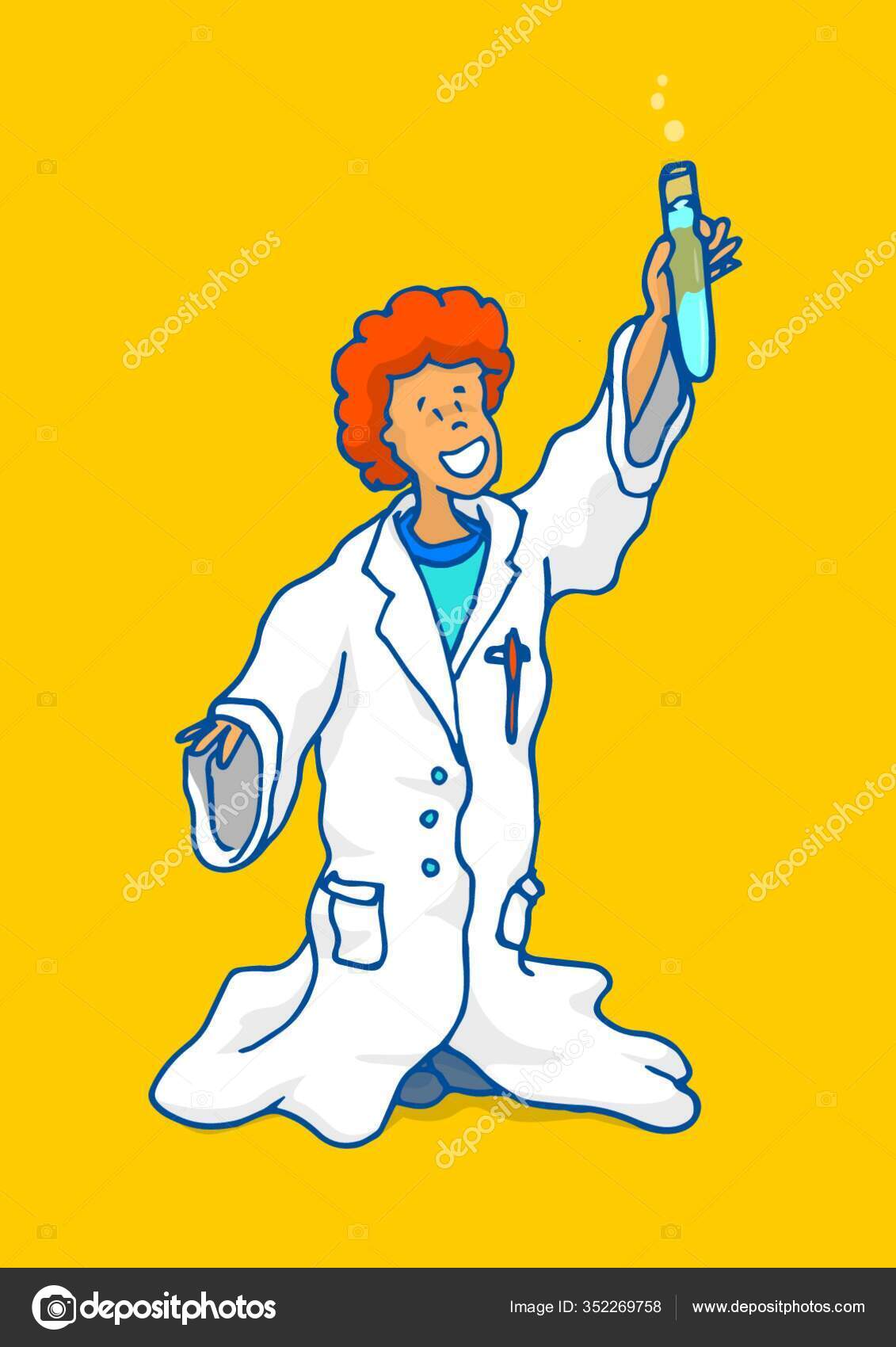 Kartun Ilustrasi Anak Muda Bermain Dengan Jas Lab Sains Dan Vektor Stok ...