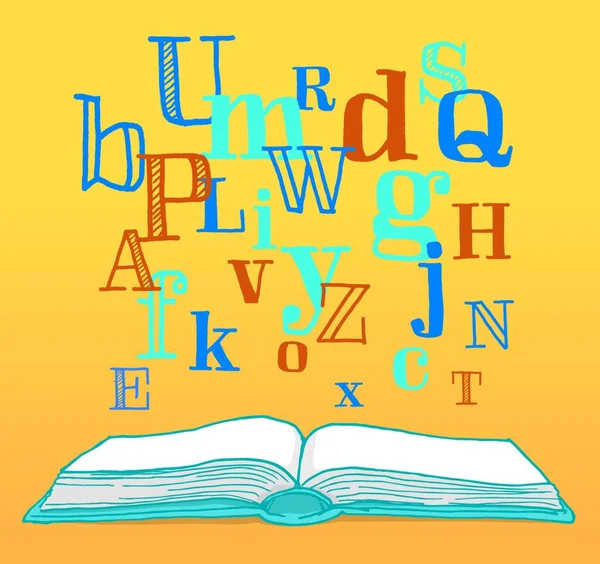 Cartoon Illustration Small Man Holding Tied Letter Floating Alphabet ...