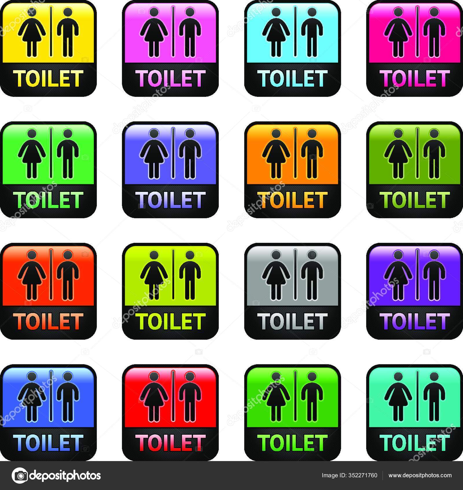 Restroom Set Color Symbols Male Female Icons Stock Vector by ...