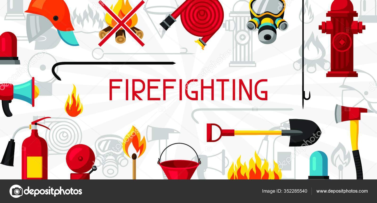 Banner Firefighting Items Fire Protection Equipment Banner Firefighting ...