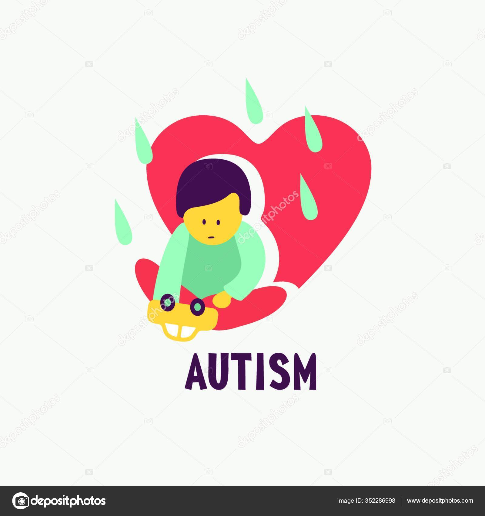 Autism Early Signs Autism Syndrome Children Vector Emblem Children Autism Stock Vector Image by ...