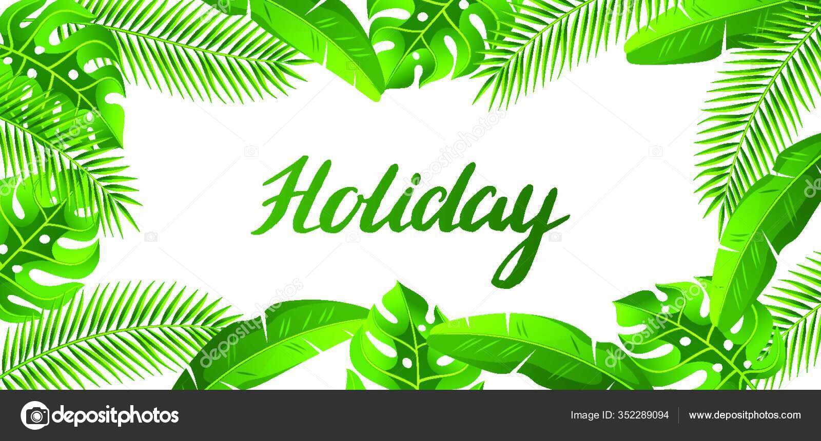 Banner Tropical Palm Leaves Exotic Tropical Plants Illustration Jungle ...