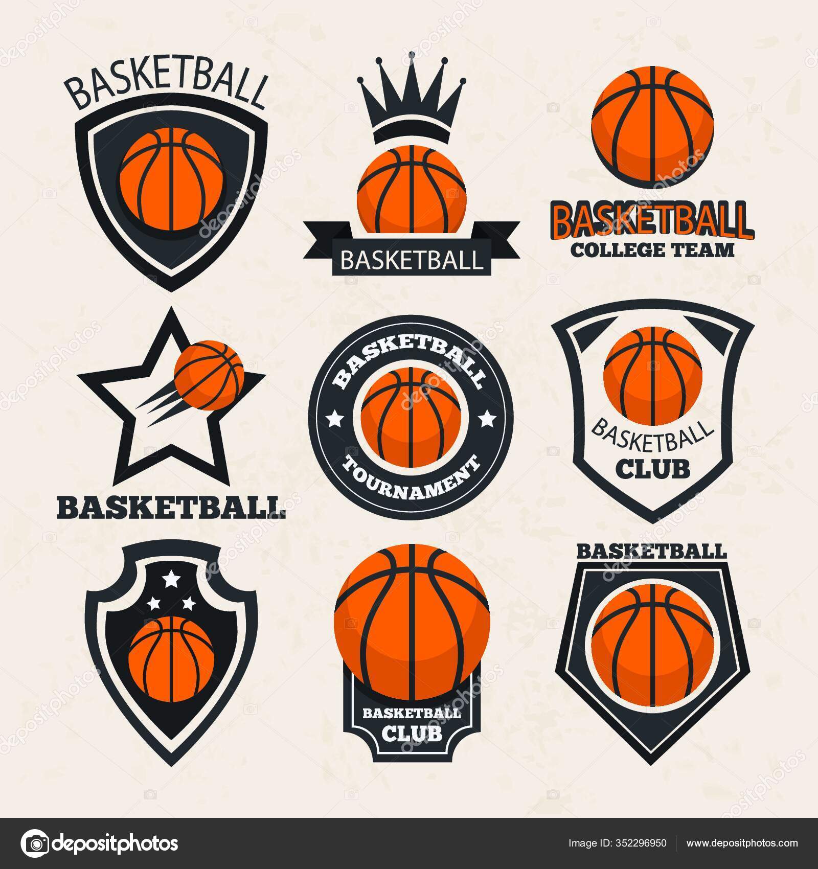 College Basketball Logos Vector