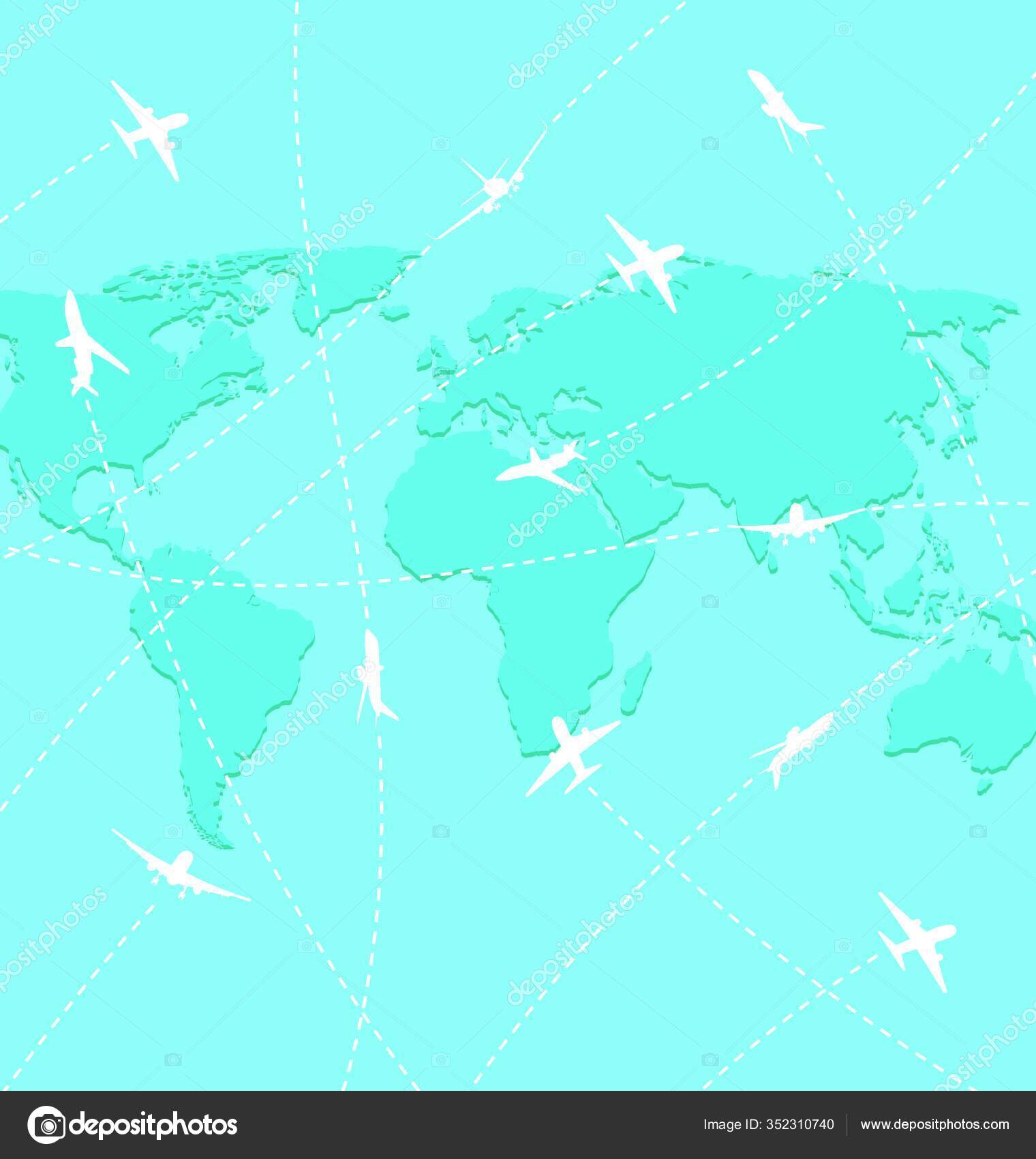 Illustration Set Planes Map Background Vector Stock Vector by ...