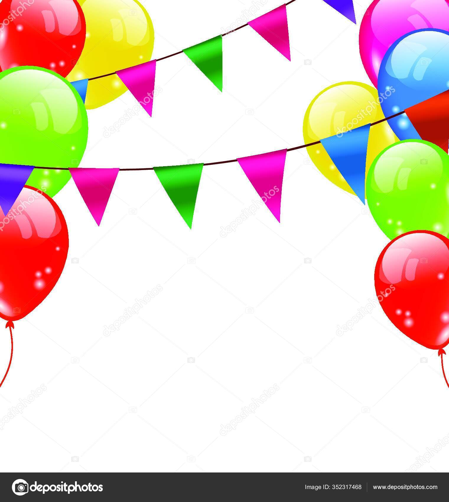 Partido Ilustración Fondo Con Balones Hanging Buntings Penants Vector ...