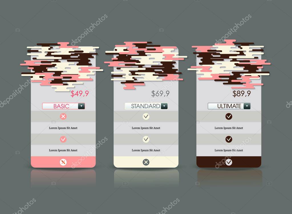 widget de lista de precios con 3 planes de pago para servicios en l nea, tabla de precios para ...