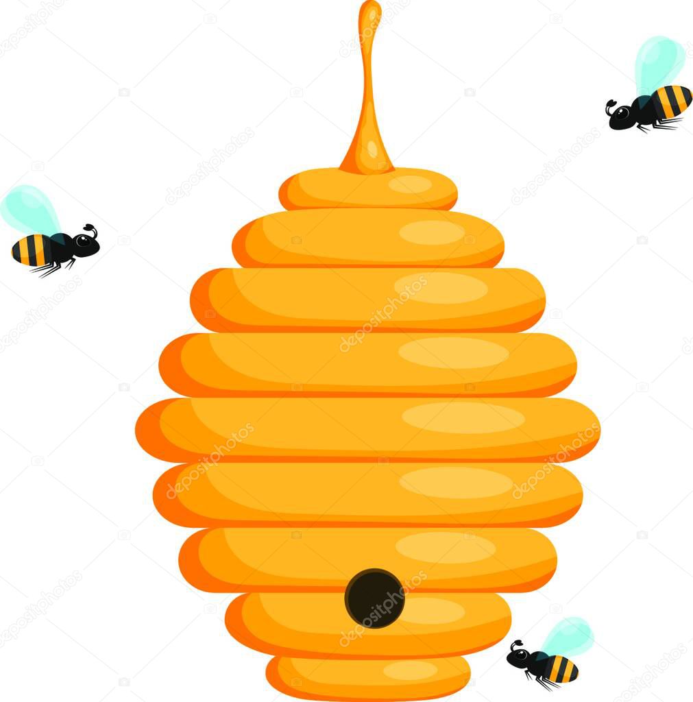 Colmena amarilla sobre un fondo blanco. La colmena se aísla. Stock ...