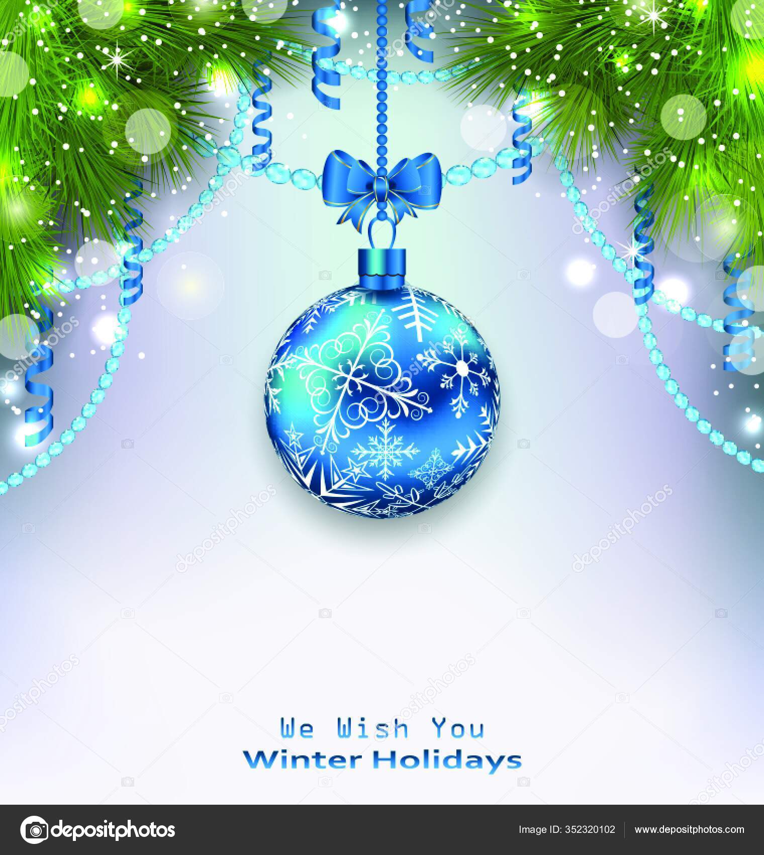 Illustration Christmas Glass Ball Fir Branches Streamer Vector Stock ...