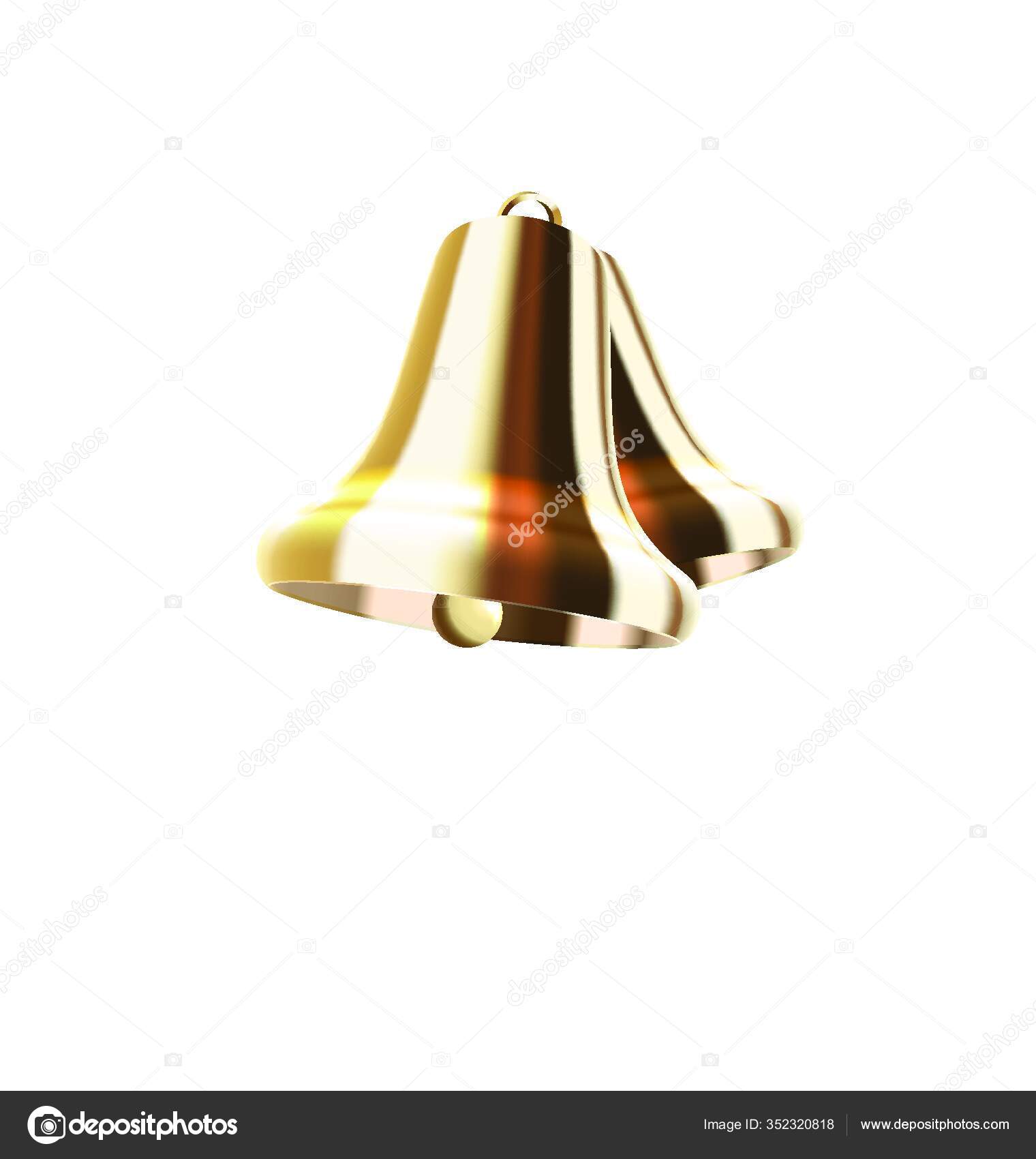 Realistic Golden Bells Isolated White Background Illustration Realistic ...