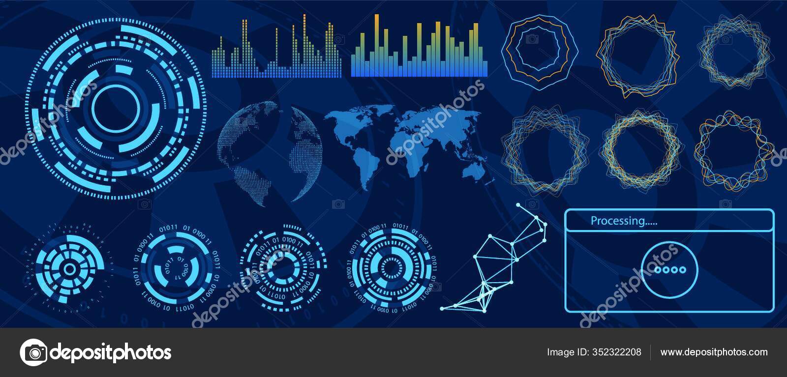 Futuristic Interface Hud Design Infographic Elements Tech Science ...