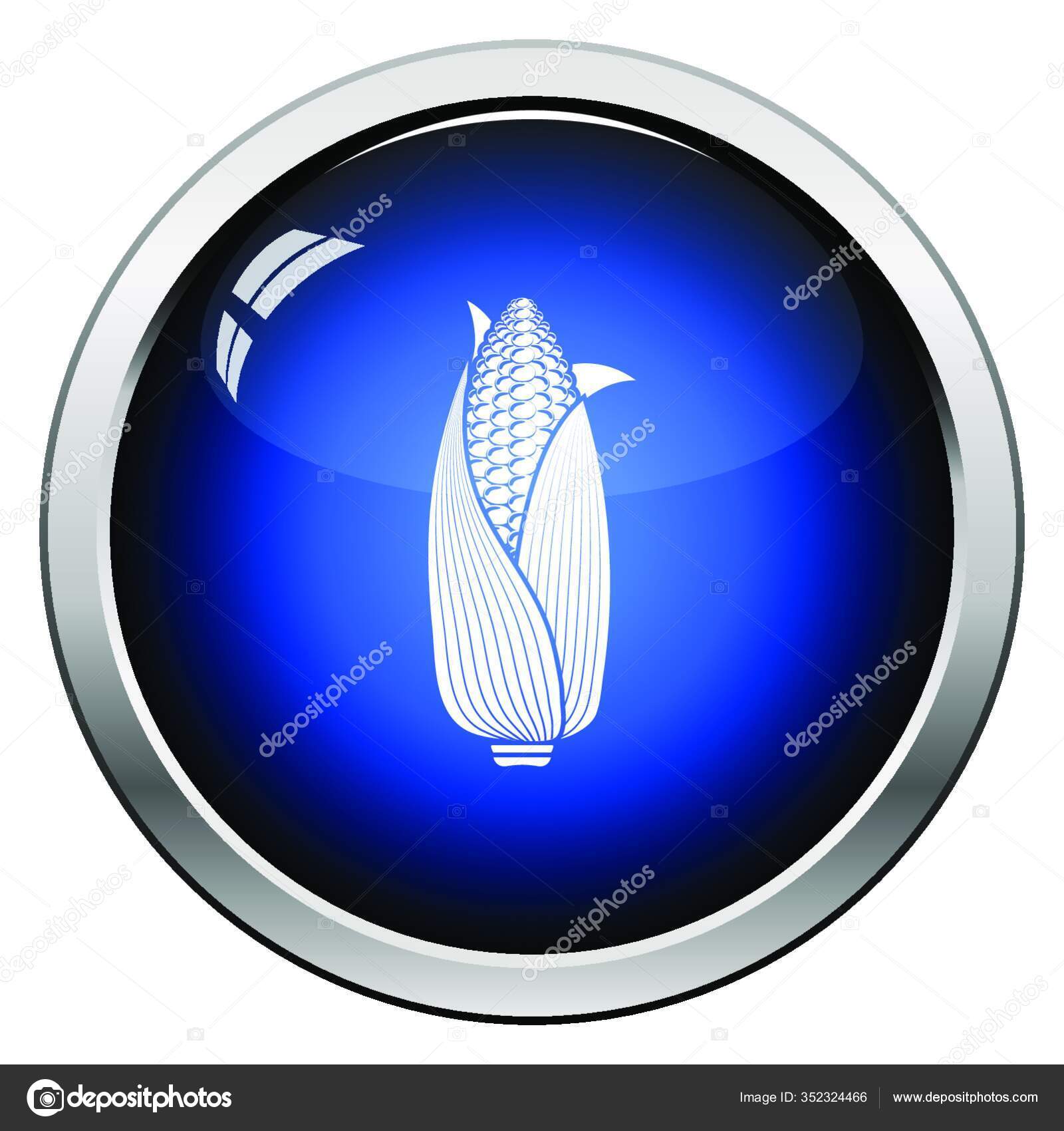 Corn Icon Glossy Button Design Vector Illustration Stock Vector Image ...