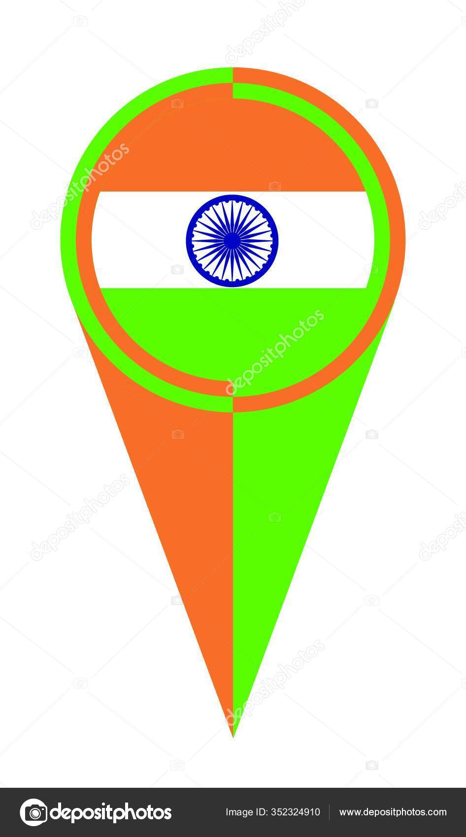 India Map Penunjuk Pin Ikon Lokasi Penanda Vektor Stok oleh ...