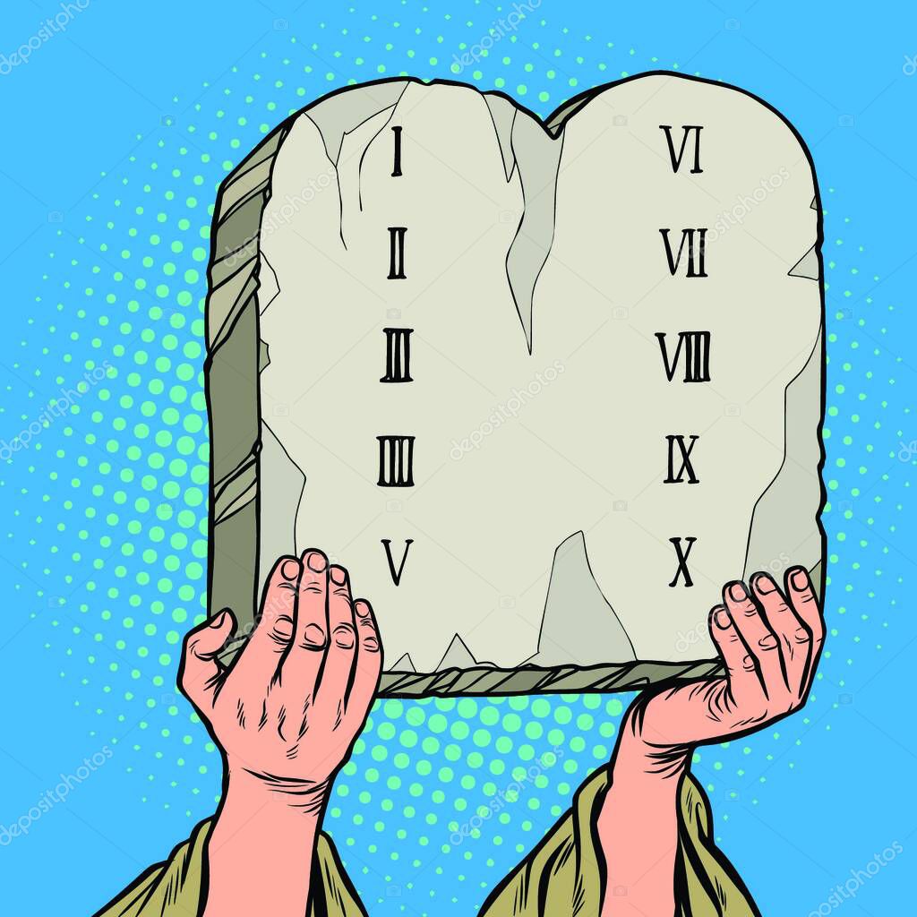 Tablas Del Pacto Diez Mandamientos Moisés Arte Pop Retro Vector Vector de stock por ...