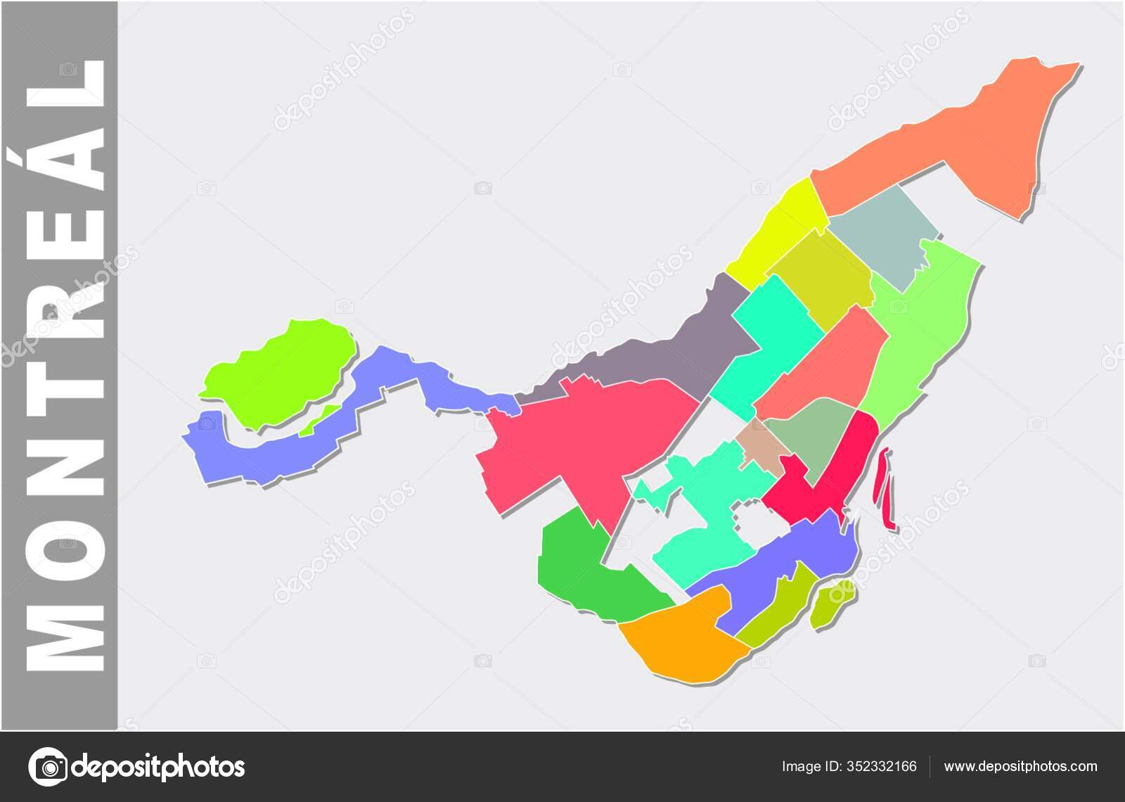 Colorido Mapa Administrativo Político Montreal Vector de stock por ...