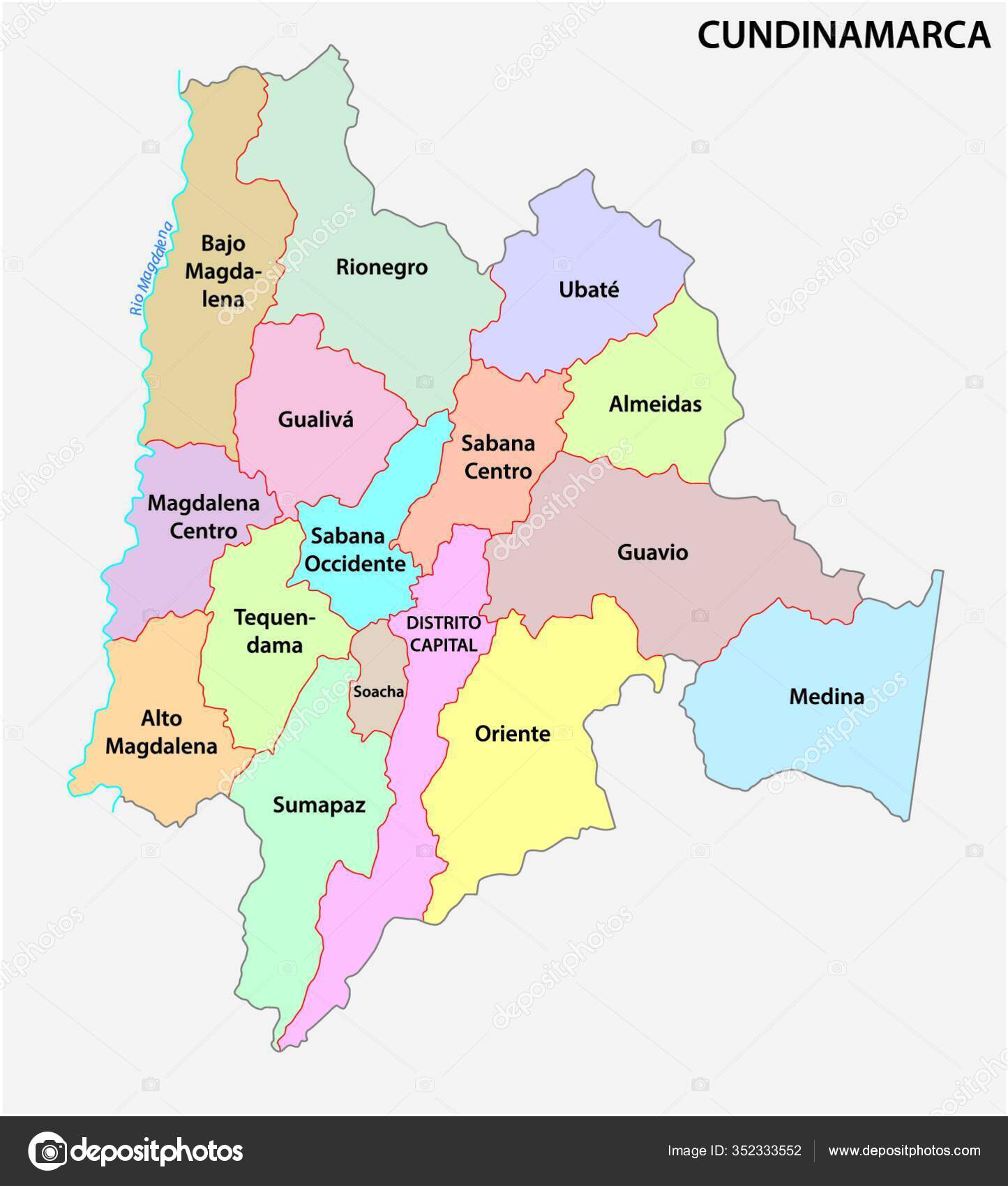 Mapa Vectorial Administrativo Político Del Departamento Colombiano ...