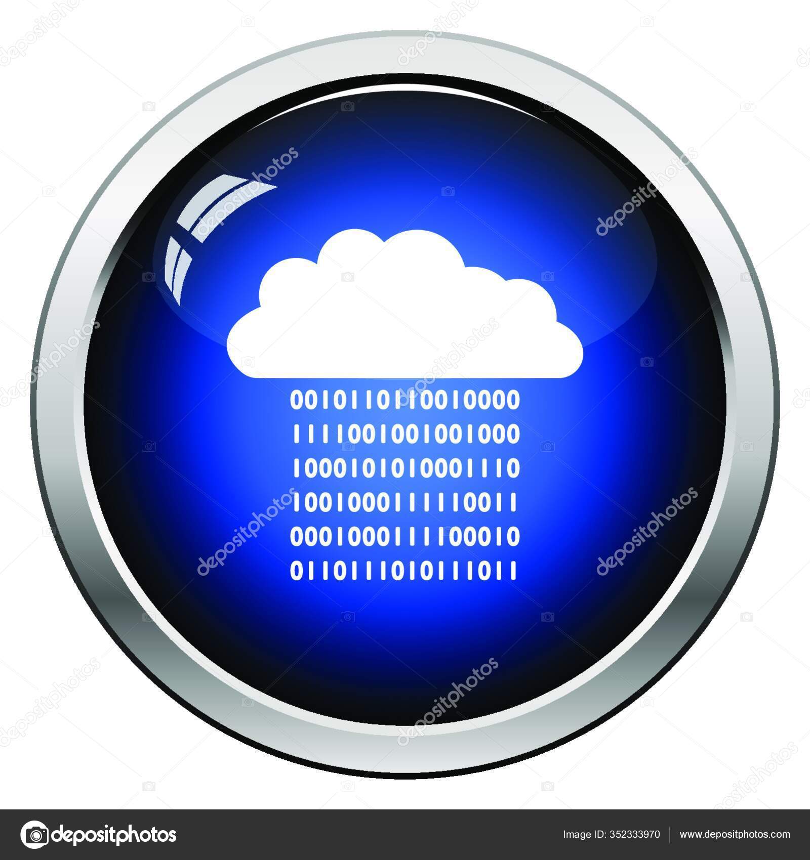 Cloud Data Stream Icon Glossy Button Design Vector Illustration Stock ...