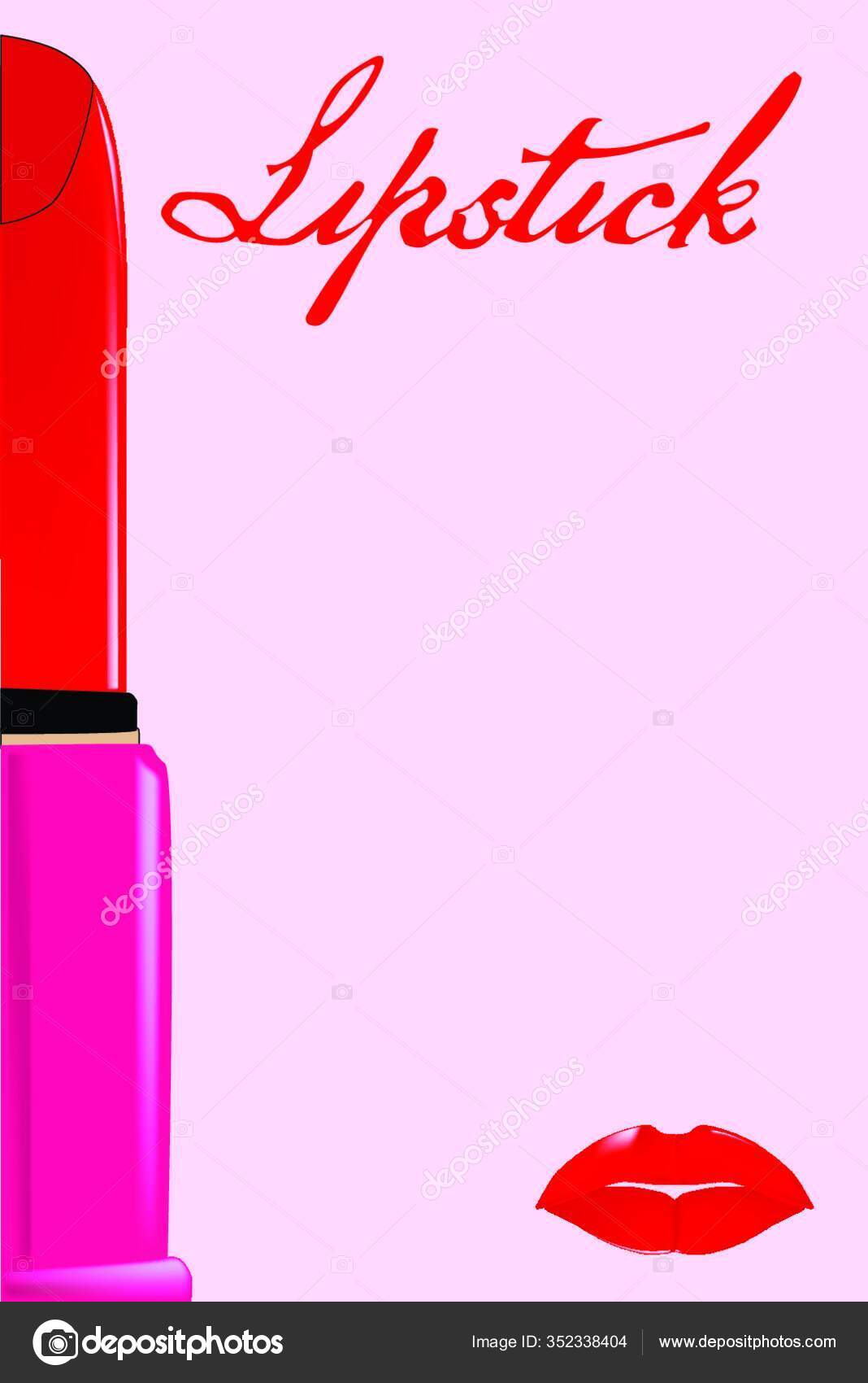 Largr Lipstick Pink Background Word Lipstick Large Red Lips Easily ...
