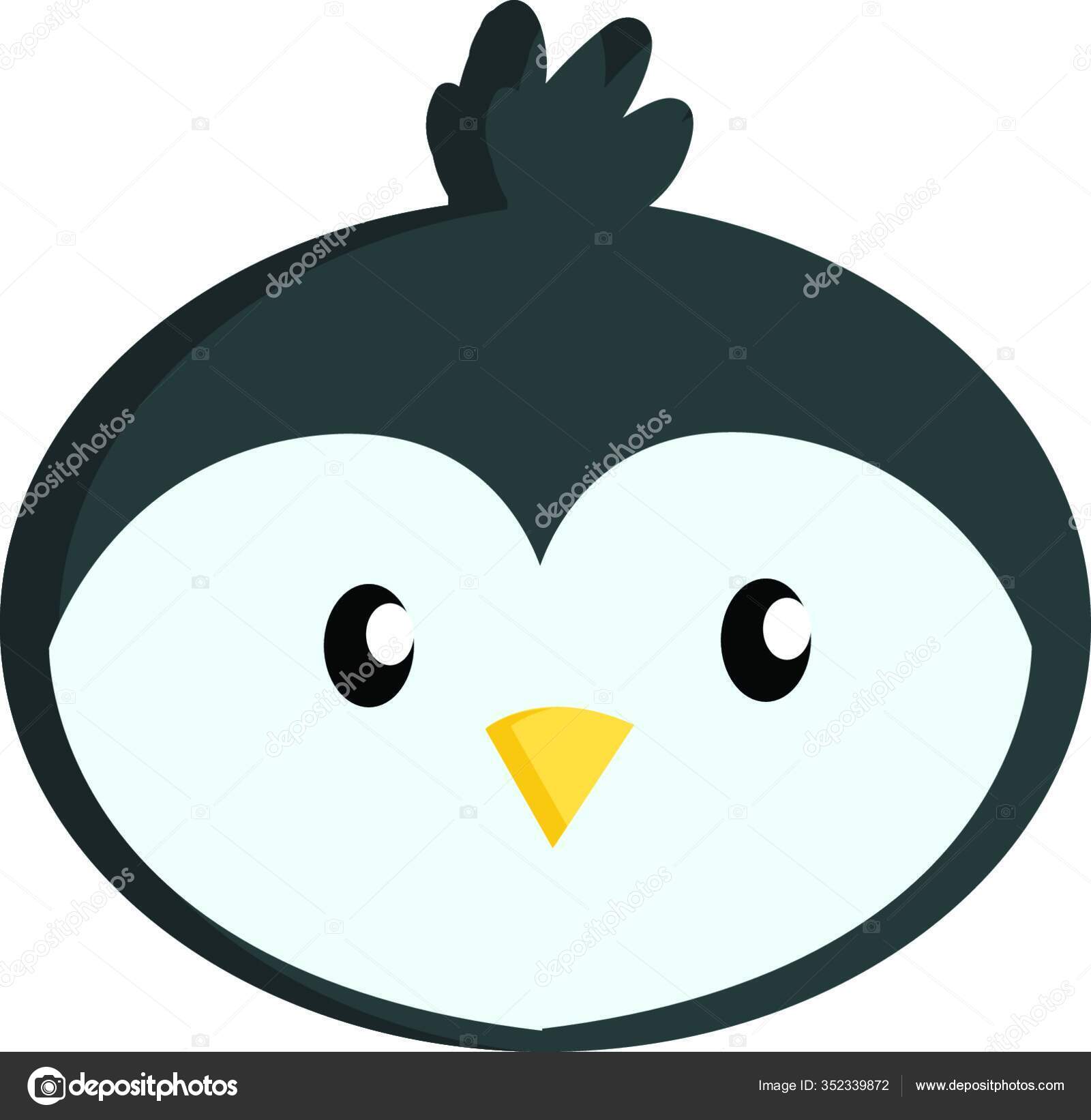 Little Cute Penguin Face Illustration Vector White Background Stock ...