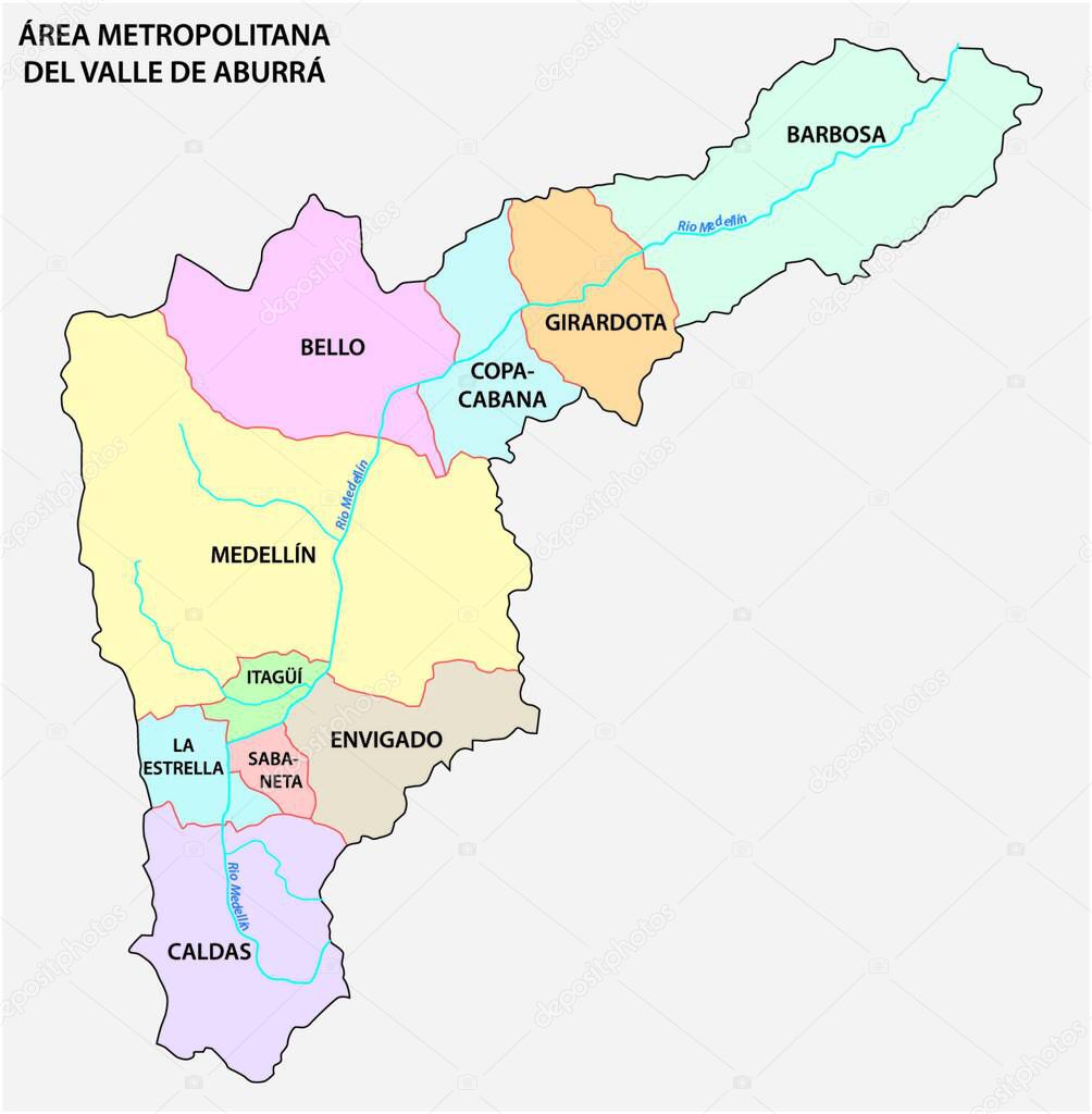 Mapa administrativo y político del Área Metropolitana Colombiana del ...