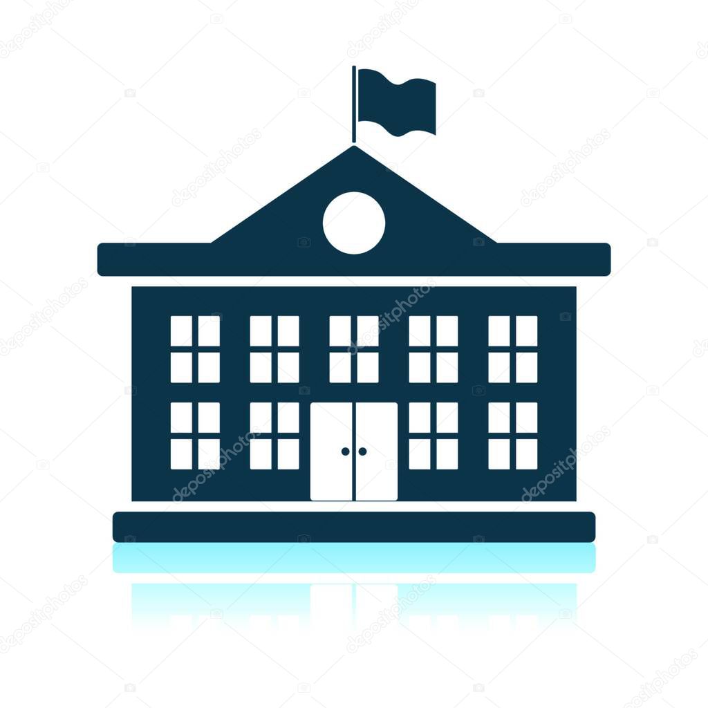 Icono del edificio escolar. Diseño de reflejo de sombra. Ilustración vectorial. 2024