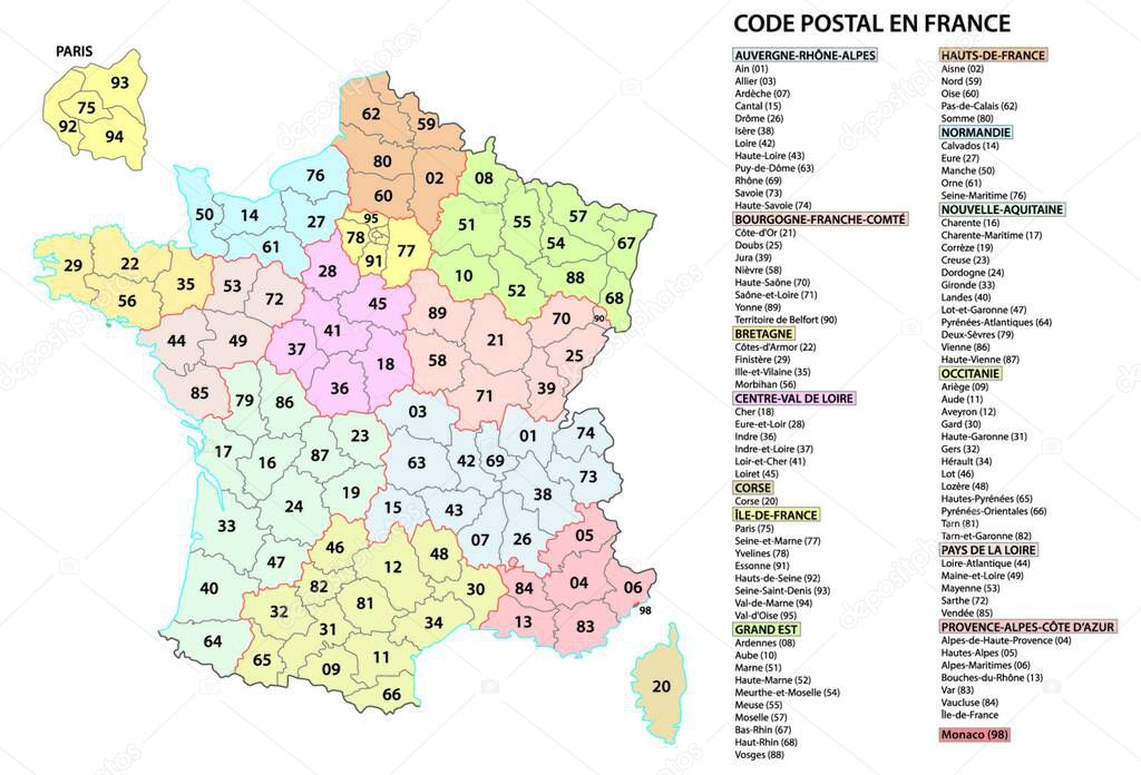 francia de 2 dígitos de los códigos postales de los códigos vectoriales ...