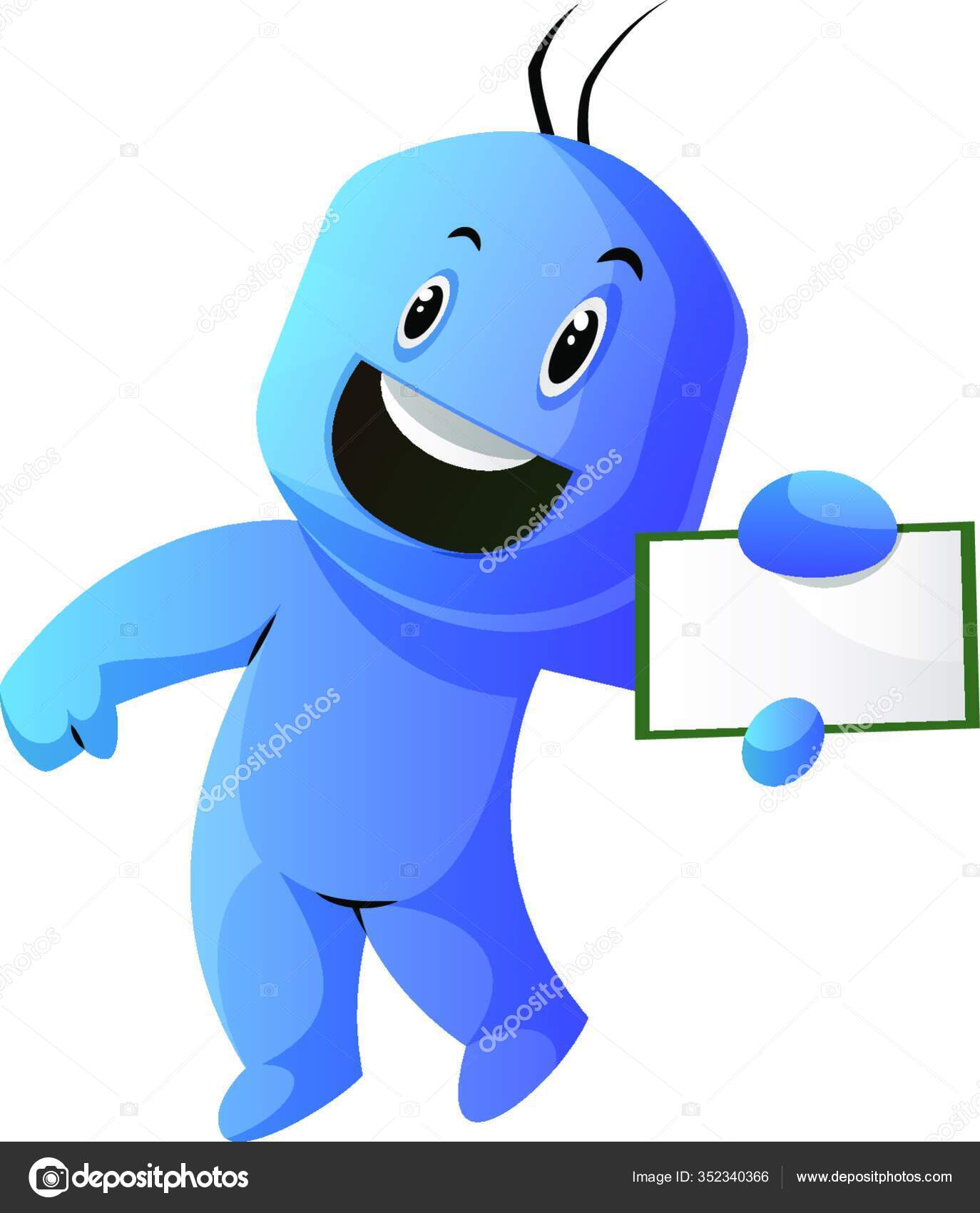 Dancing Blue Cartoon Caracter Notepad Illustration Vector White ...