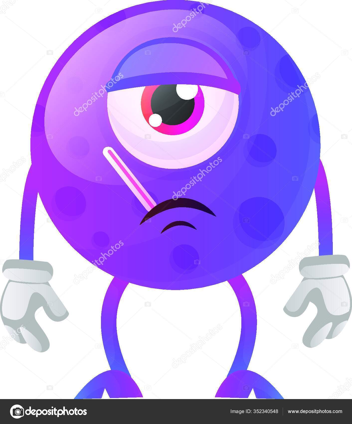One Eyed Sick Purple Monster Illustration Vector White Background Stock ...