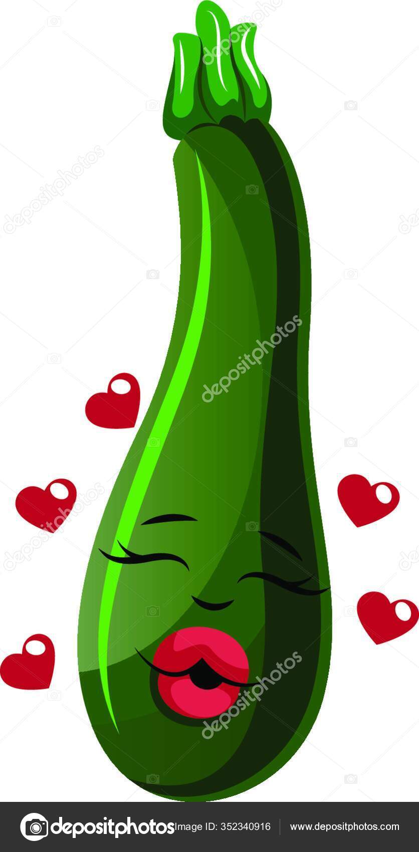 Cartoon Courgettes Love Illustration Vector White Background Stock ...