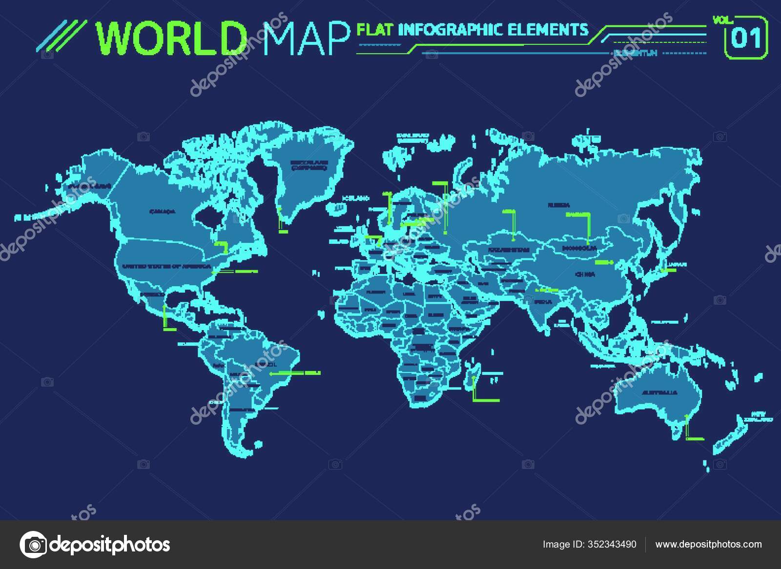 Flat Vector Maps Collection Infographic Elements Stock Vector by ...