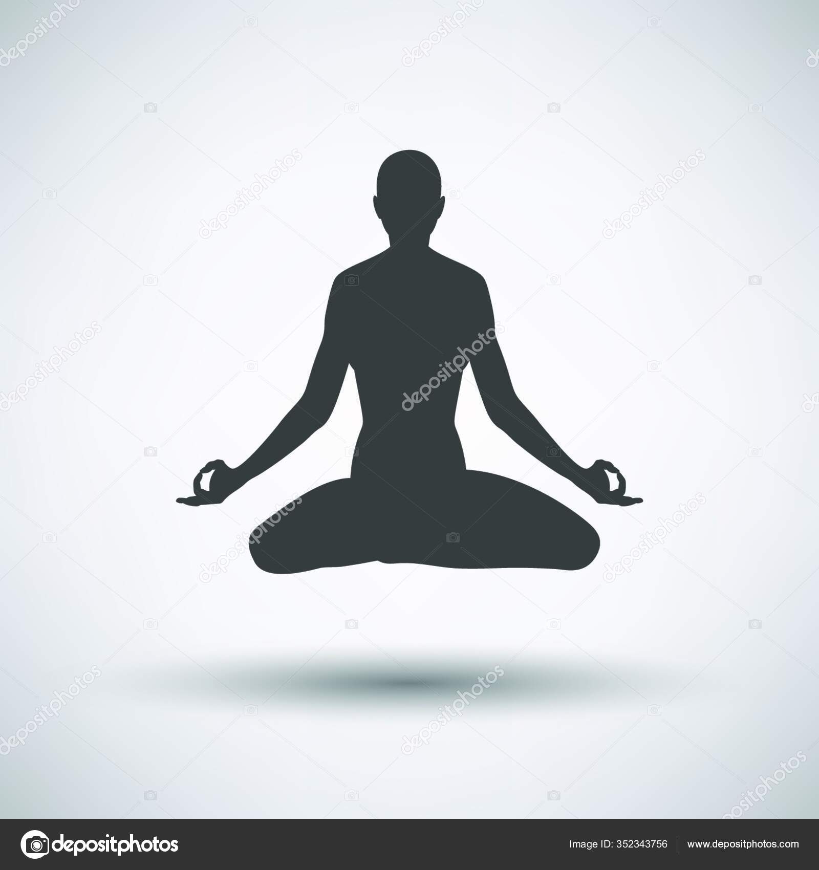 Lotus Pose Icon Gray Background Shadow Vector Illustration Stock Vector ...