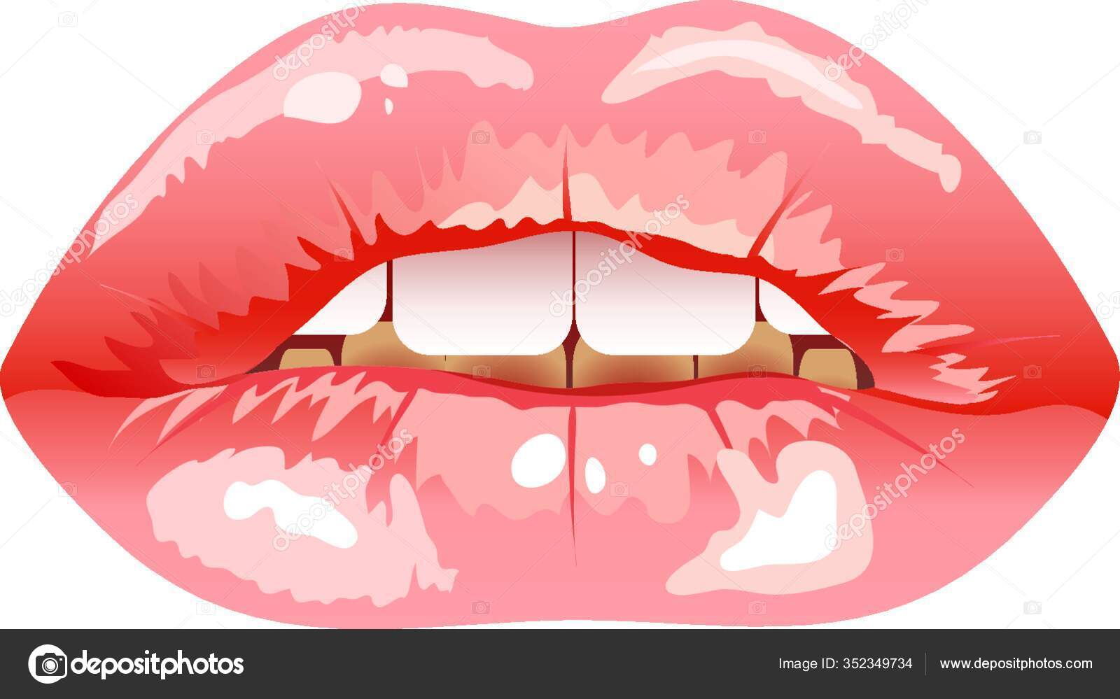 Sexual Parted Lips Painted Pink Lipstick Illustration Stock Vector ...