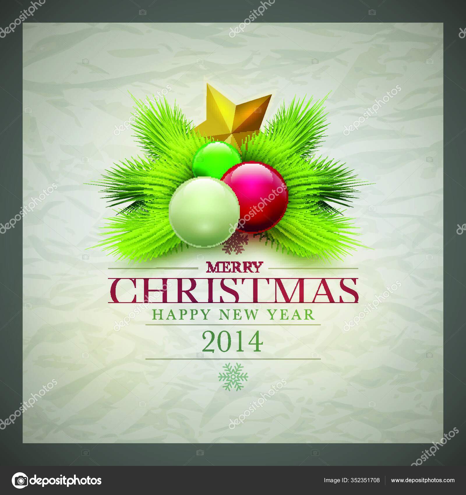 Vector Retro Christmas Card Design Template Wrinkled Paper Background ...