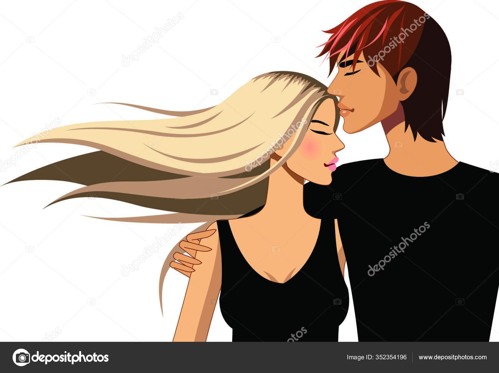Young Man Kissing Womans Forehead Stock Vector By ©panthermediaseller