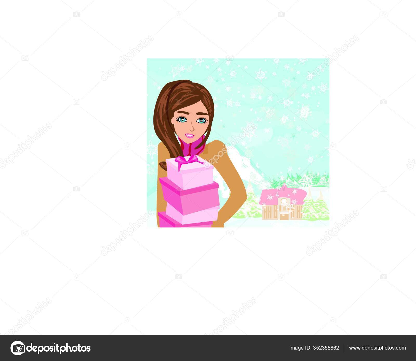 Cute Girl Gift Box Stock Vector Image by ©PantherMediaSeller #352355862