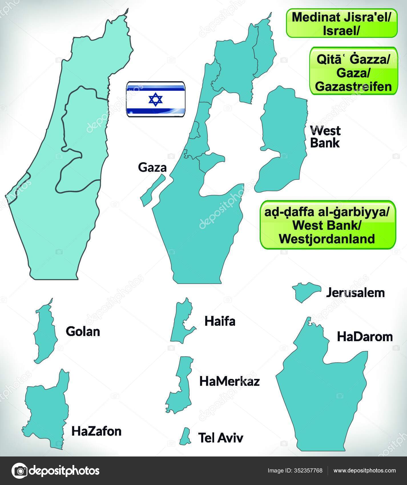 Israel Asia Boundary Map Borders Blue Appealing Design Card Fits Stock ...