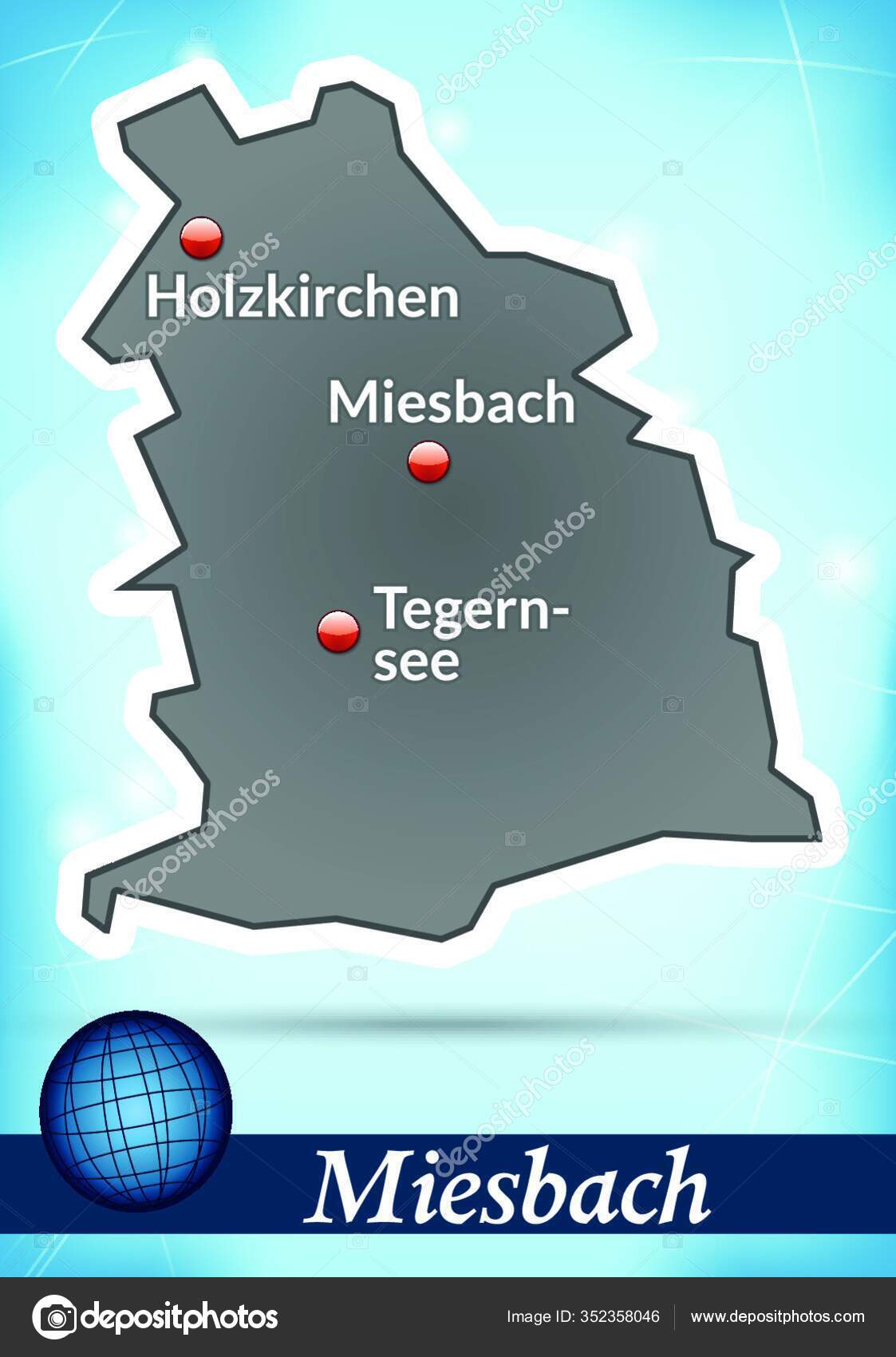 Miesbach Bavaria Island Map Abstract Background Blue Appealing Design ...