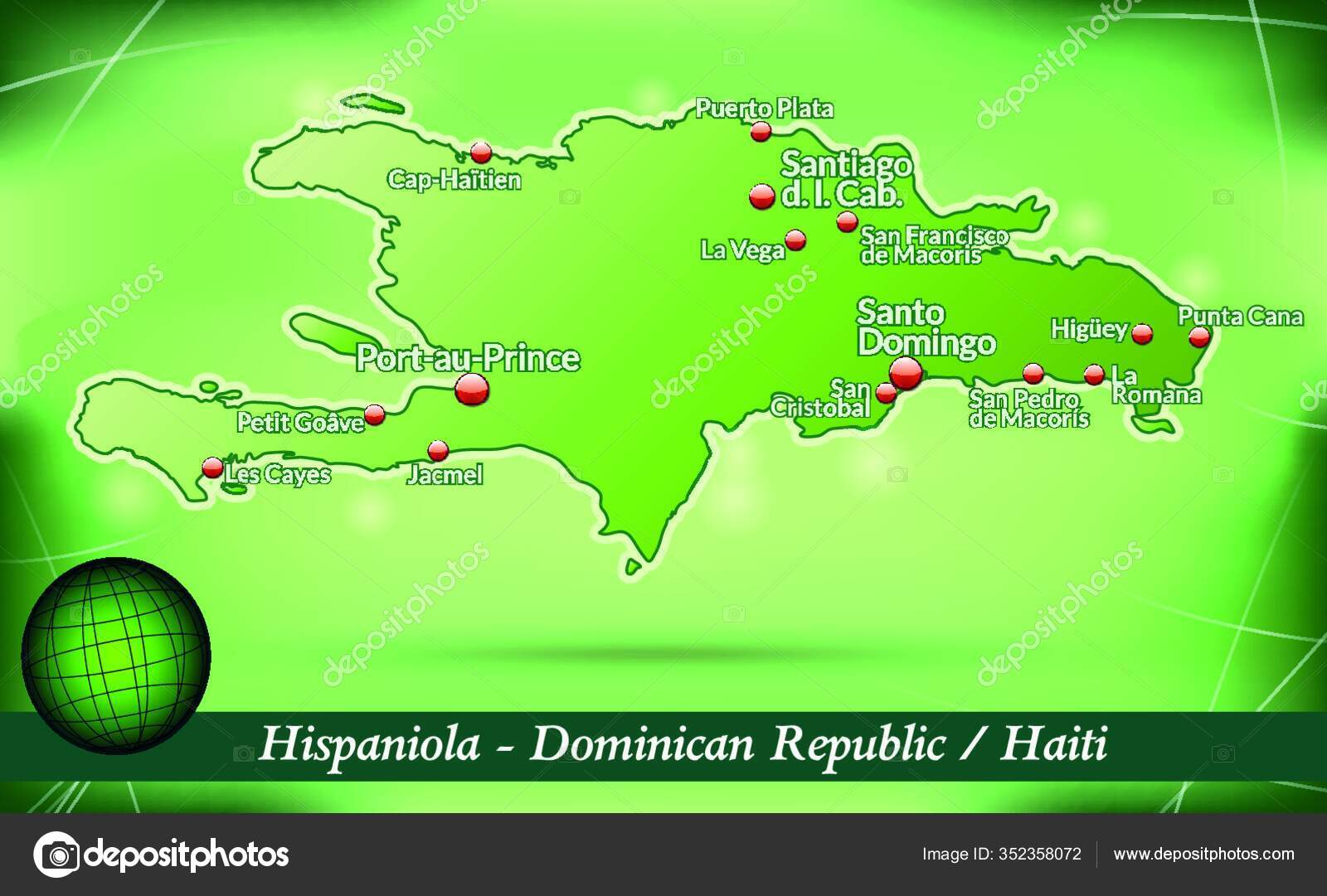 Hispaniola America Island Map Abstract Background Green Appealing Design Card Stock Vector Image ...