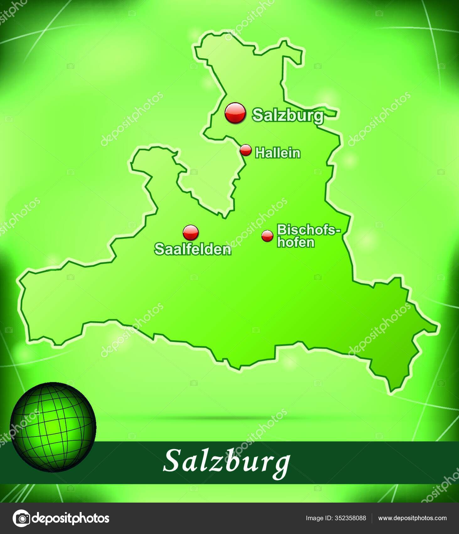 Salzburg Austria Island Map Abstract Background Green Appealing Design ...