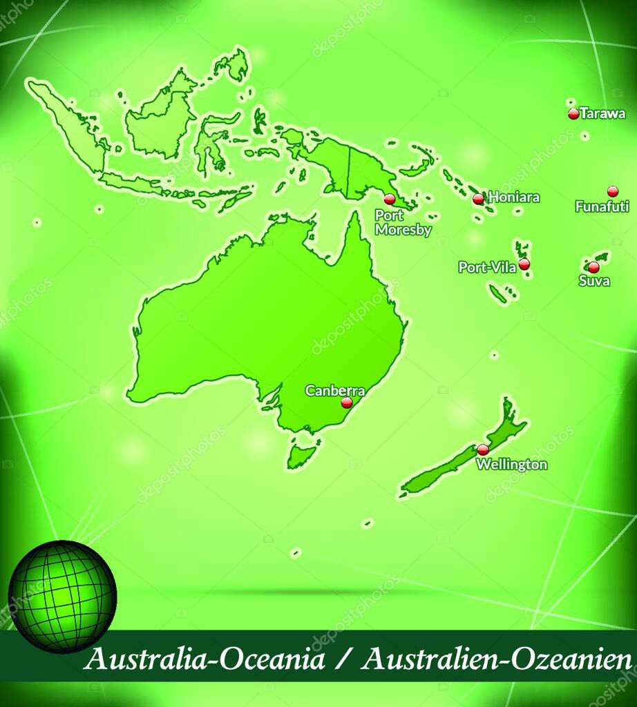 australia-oceania en el mundo como mapa insular con fondo abstracto en ...