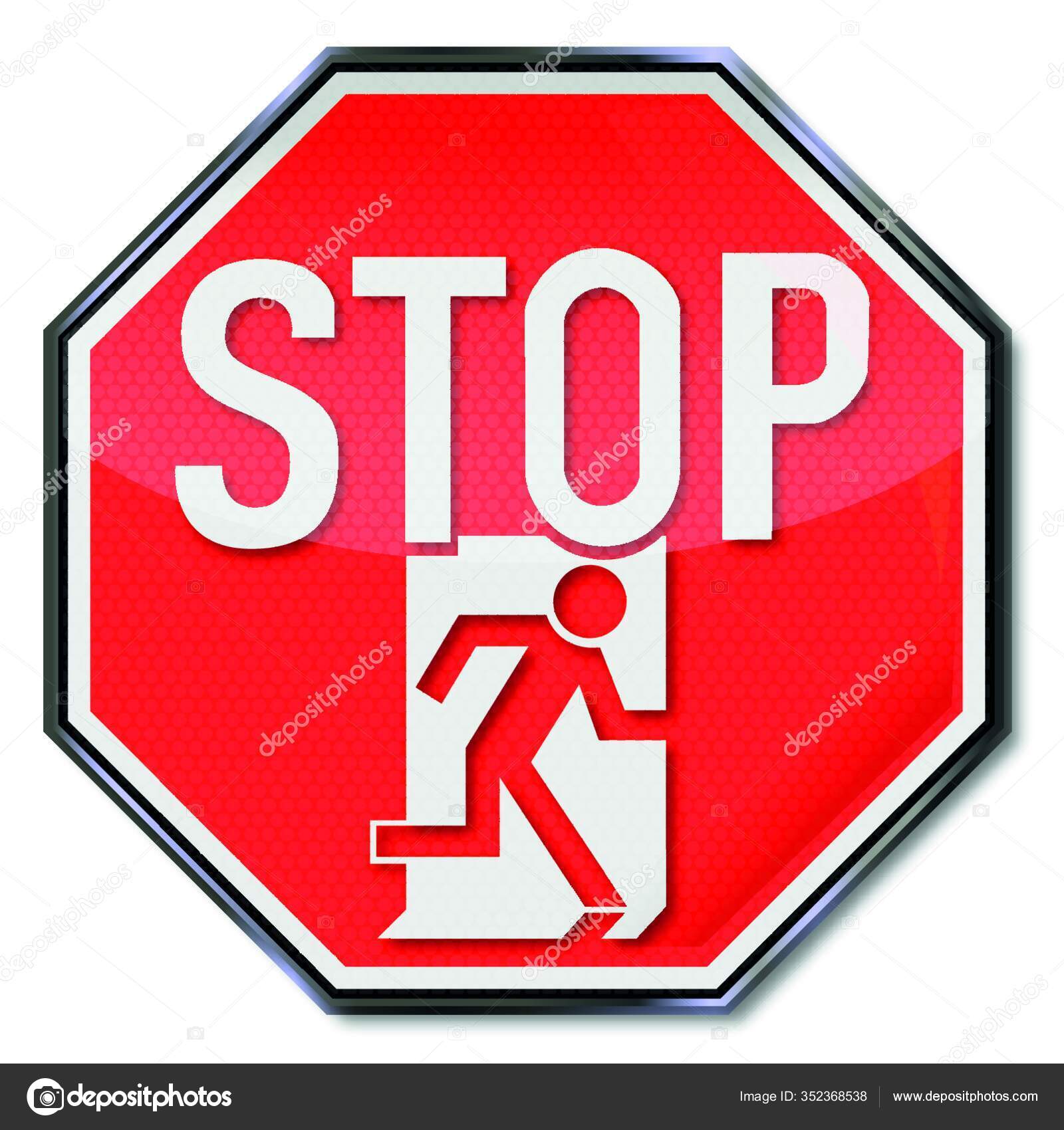Stop Sign Man Flees Emergency Exit Door Stock Vector Image by ...