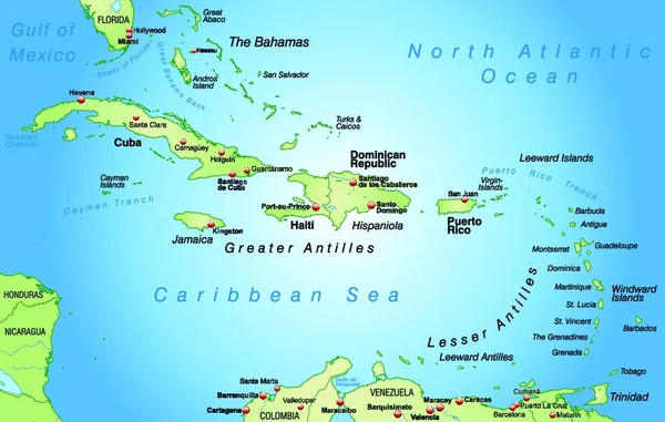 Caribbean Islands Simple Map