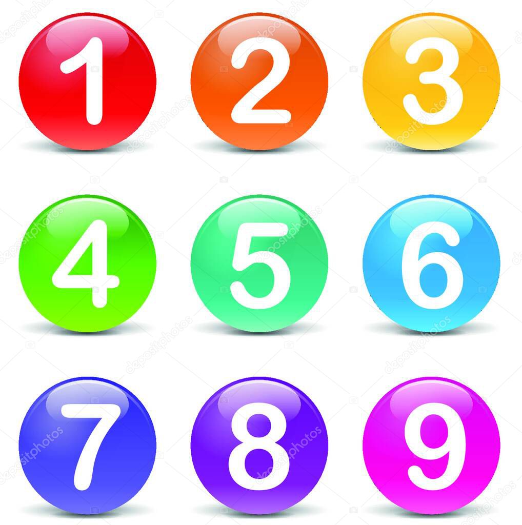 Ilustración Vectorial Iconos Números Colores Sobre Fondo Blanco Vector ...